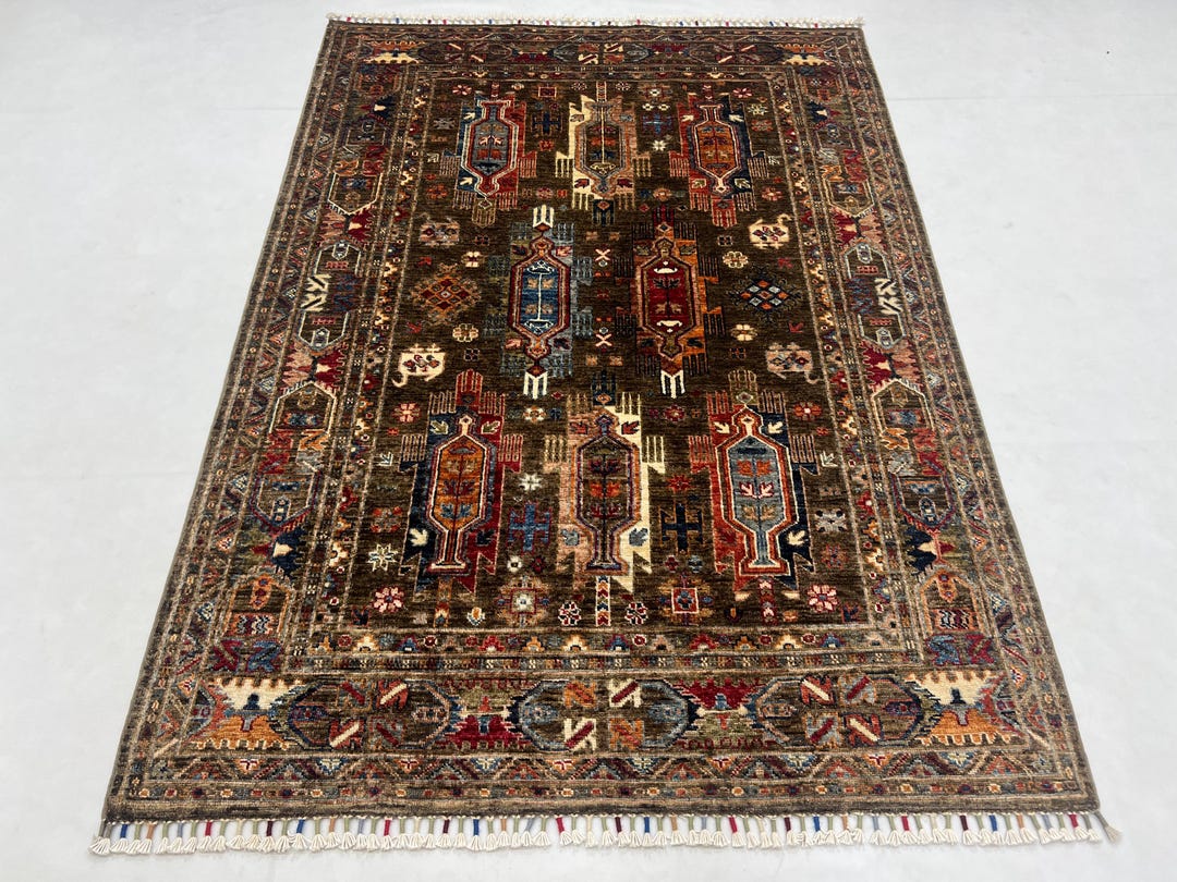 Handmade Baluch Chobi Rug – 4x6 Wool Afghan Rug, Geometric Tribal ...