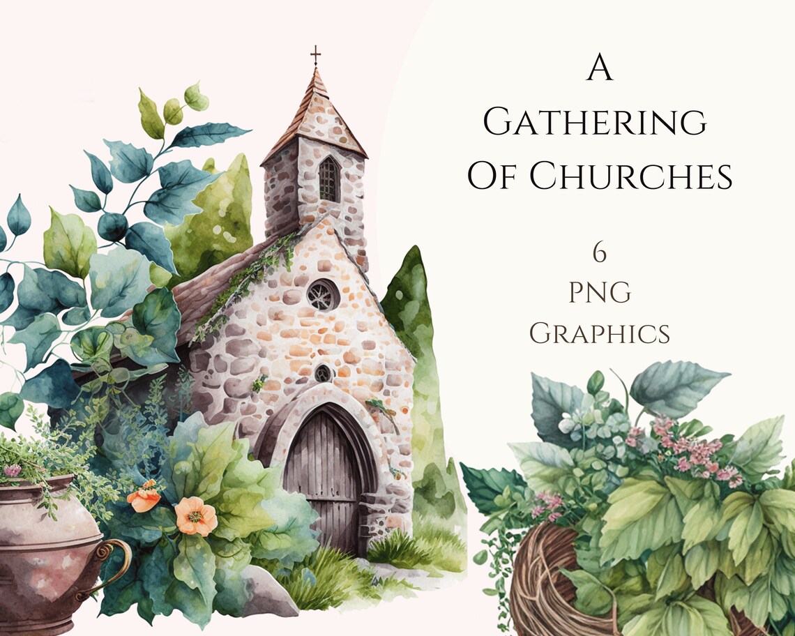 Watercolor Clipart, Cottagecore, Pngs, Church Clipart, Commercial Use ...
