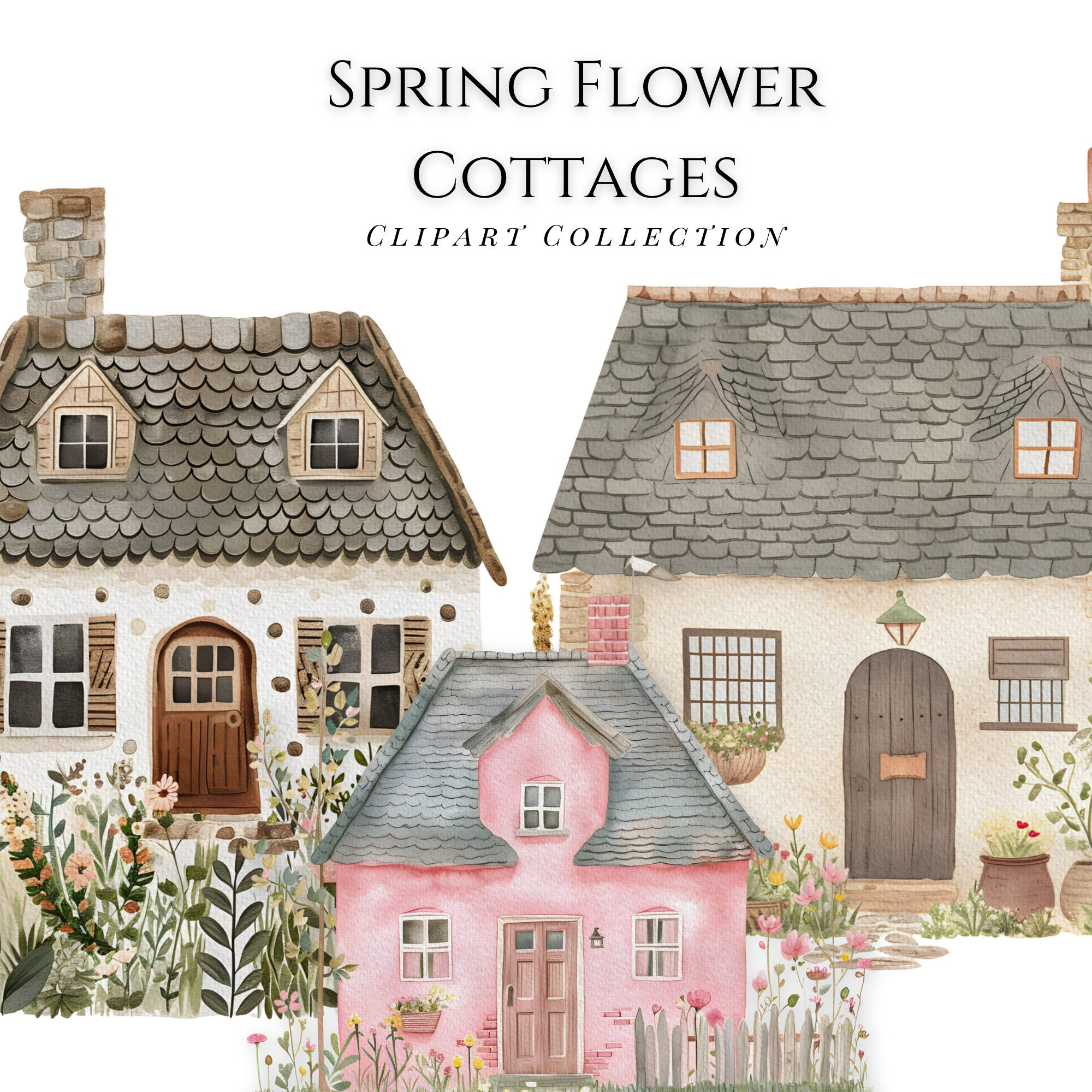 Cottagecore Clipart, Pastel Cottage Graphics, Scrapbooking Elements ...