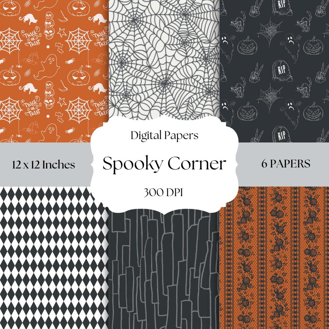 Orange and Black Digital Papers, Halloween Backgrounds, Commercial Use ...
