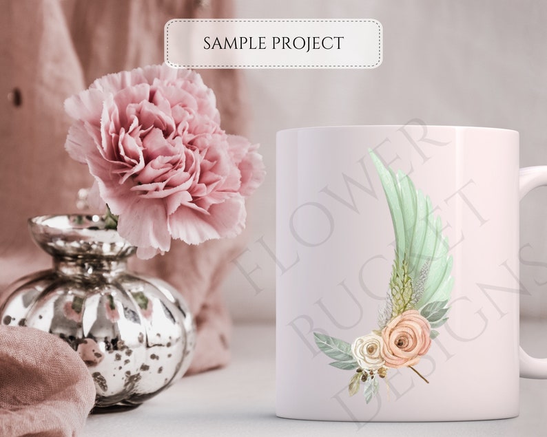 Angel Wings Clipart Shabby Chic Graphics Digital Planner - Etsy