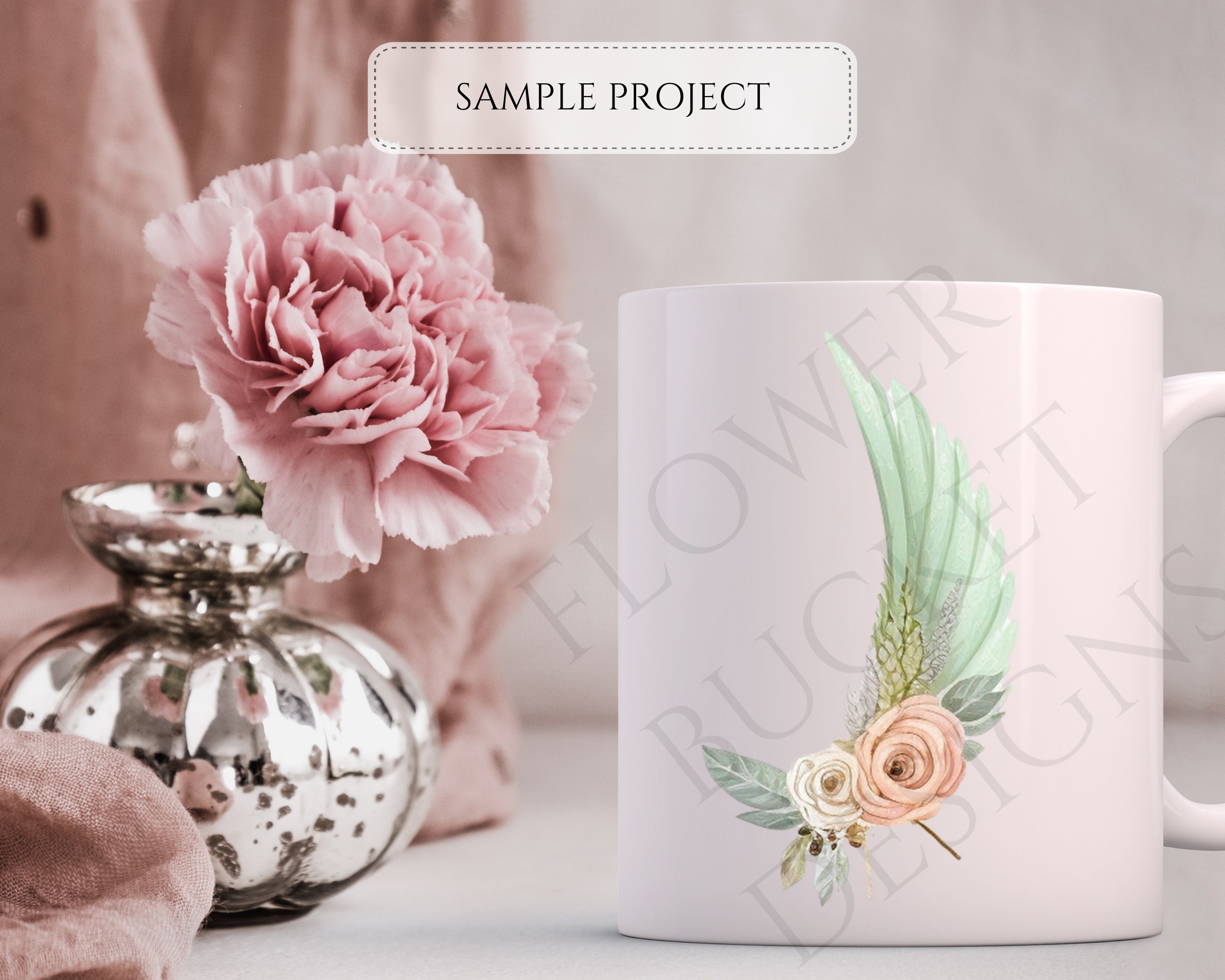 Angel Wings Clipart Shabby Chic Graphics Digital Planner - Etsy