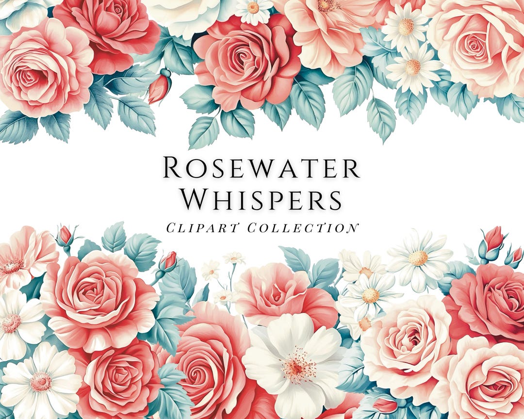 Watercolor Flower Clipart: Muted Red & Pink Clusters (PNG Digital ...