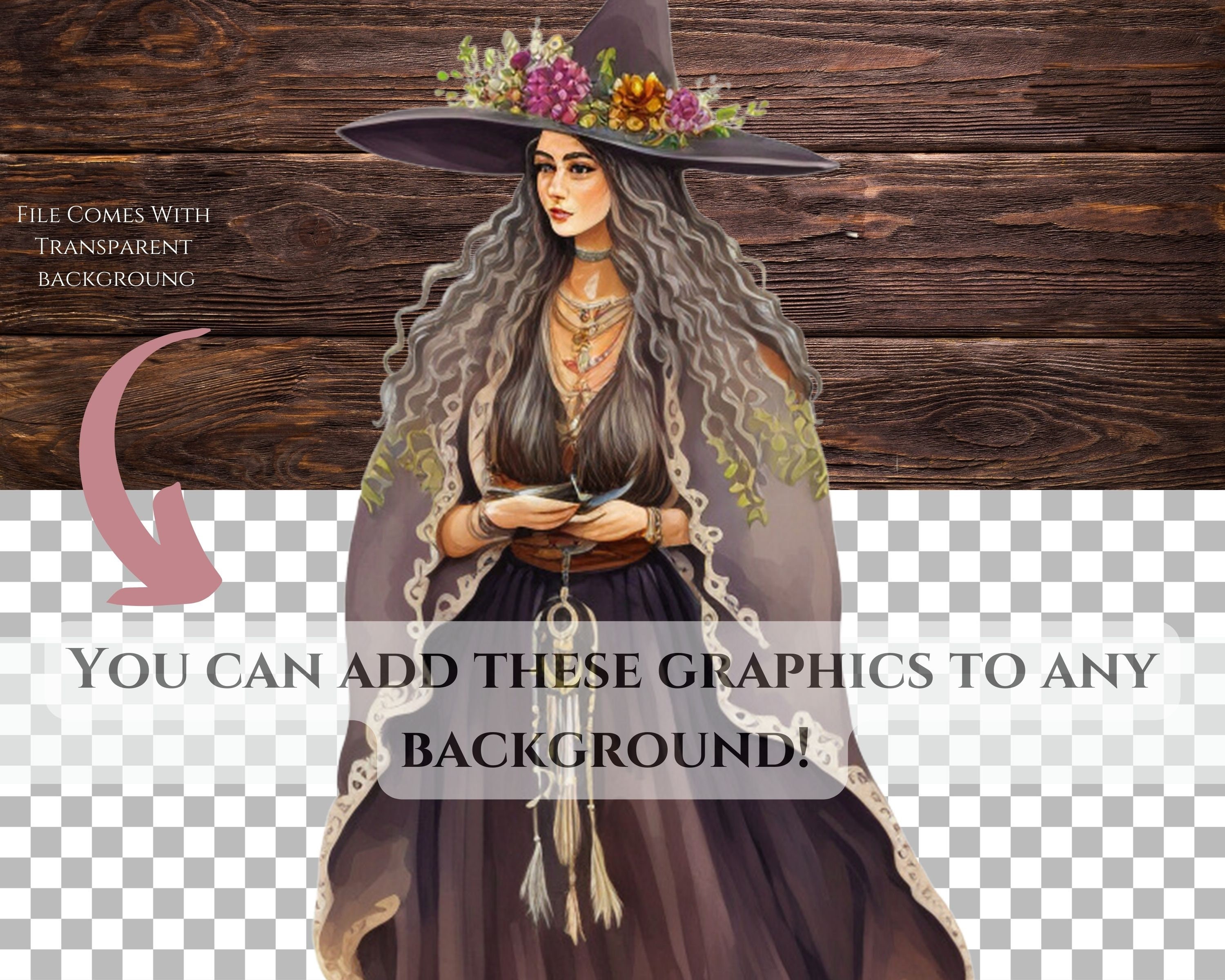 Watercolor Clipart, Mystical Witch, Pngs, Green Witch, Commercial Use ...