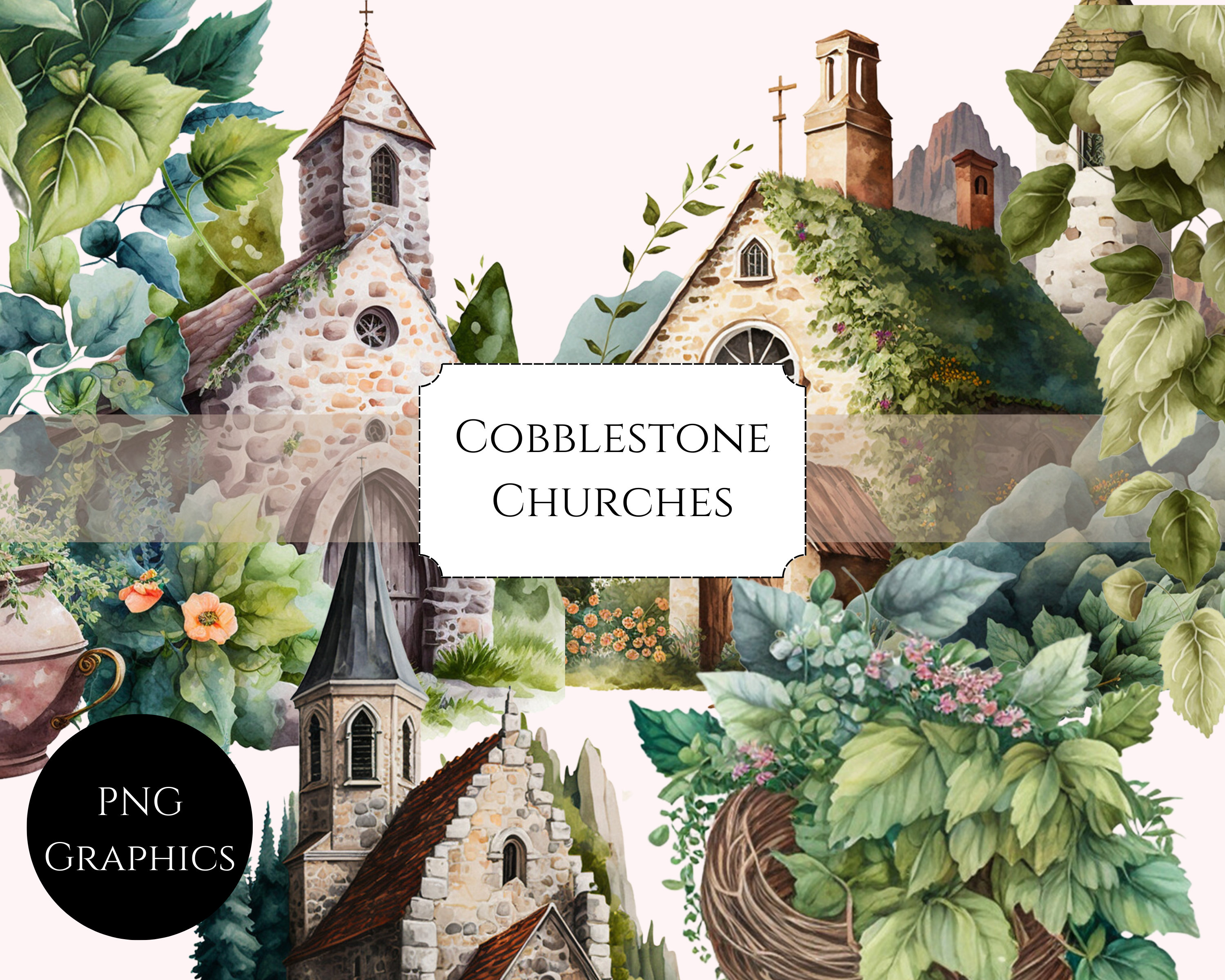 Watercolor Clipart, Cottagecore, Pngs, Church Clipart, Commercial Use ...