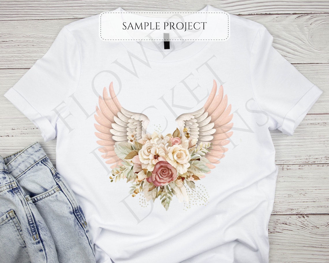 Angel Wings Clipart Shabby Chic Graphics Digital Planner - Etsy