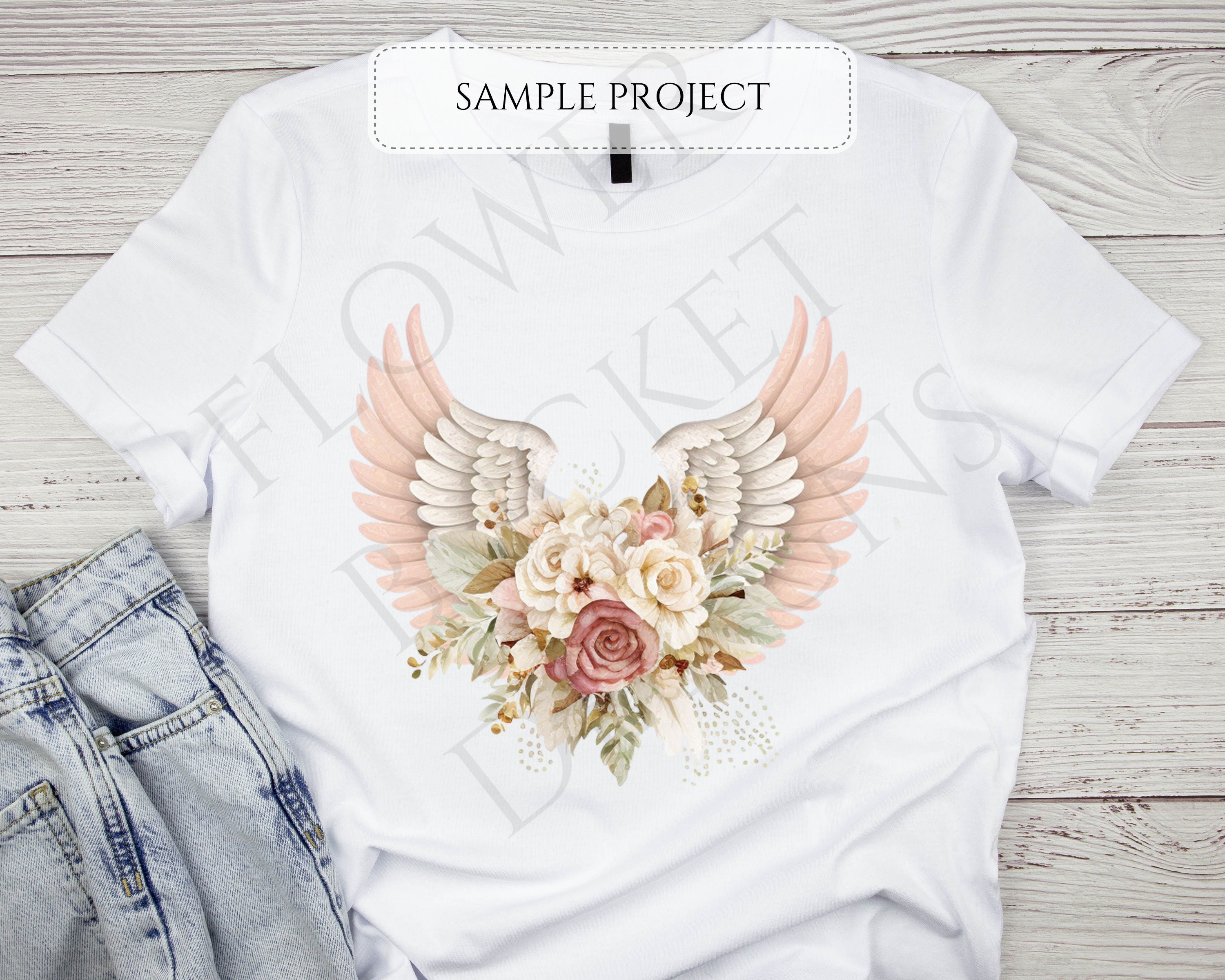 Angel Wings Clipart Shabby Chic Graphics Digital Planner - Etsy