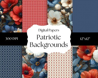 Vintage Patriotic Digital Paper Vintage-inspired Watercolor American ...