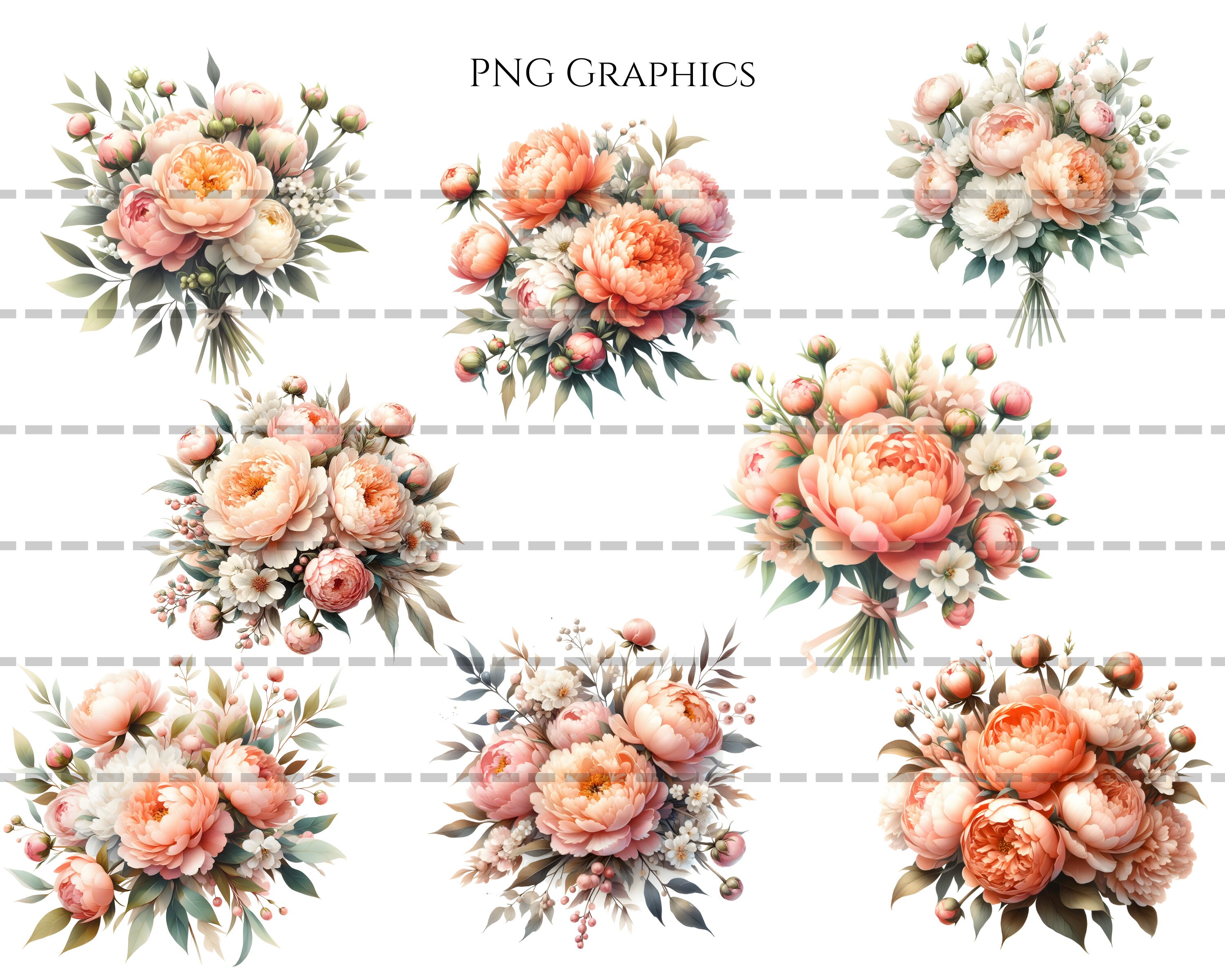 Peach Flower Clipart, Floral Graphics, Pngs, Scrapbooking, Digital ...