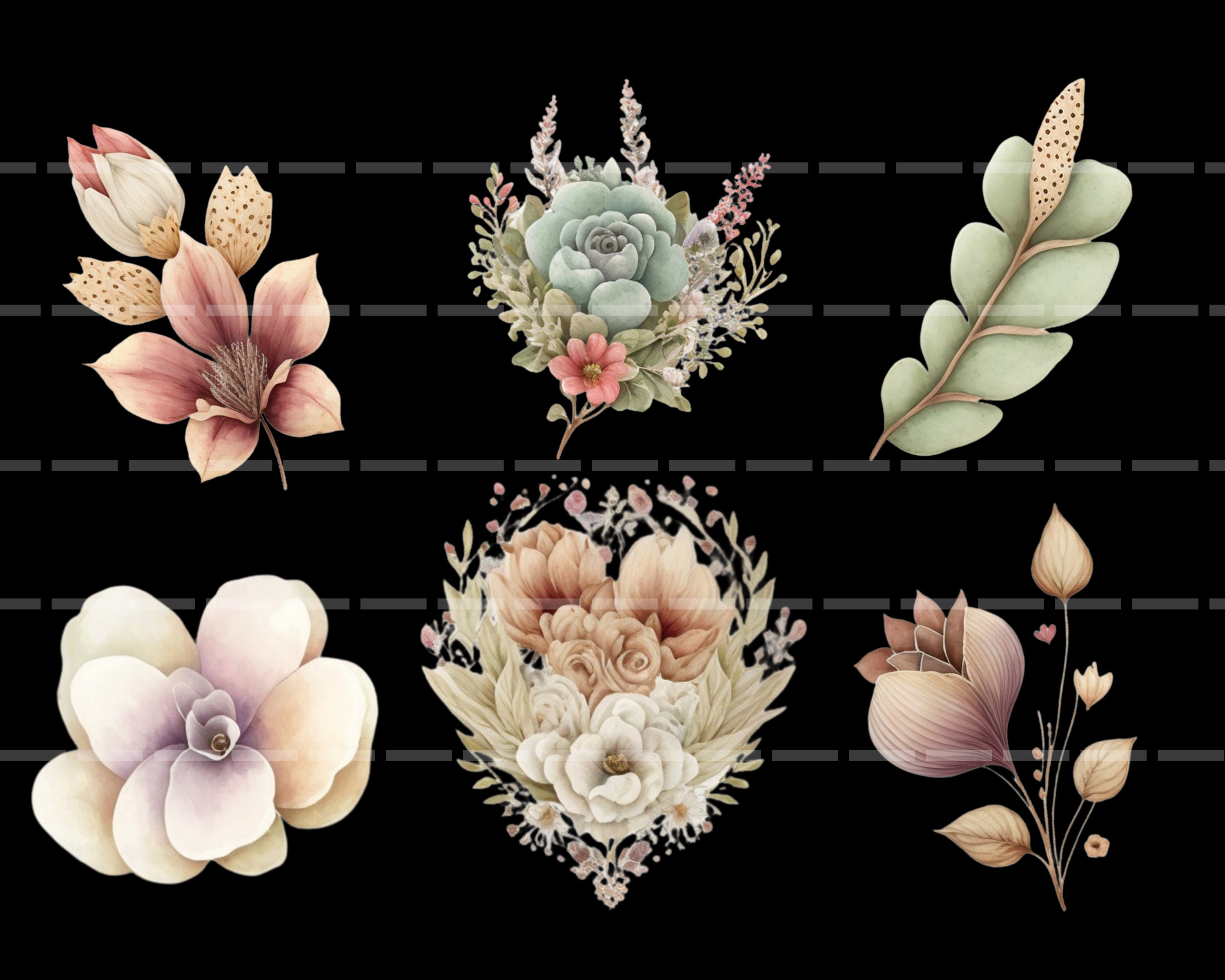 Watercolor Clipart, Shabby Chic Flowers, Pngs, Commercial Use Clipart ...