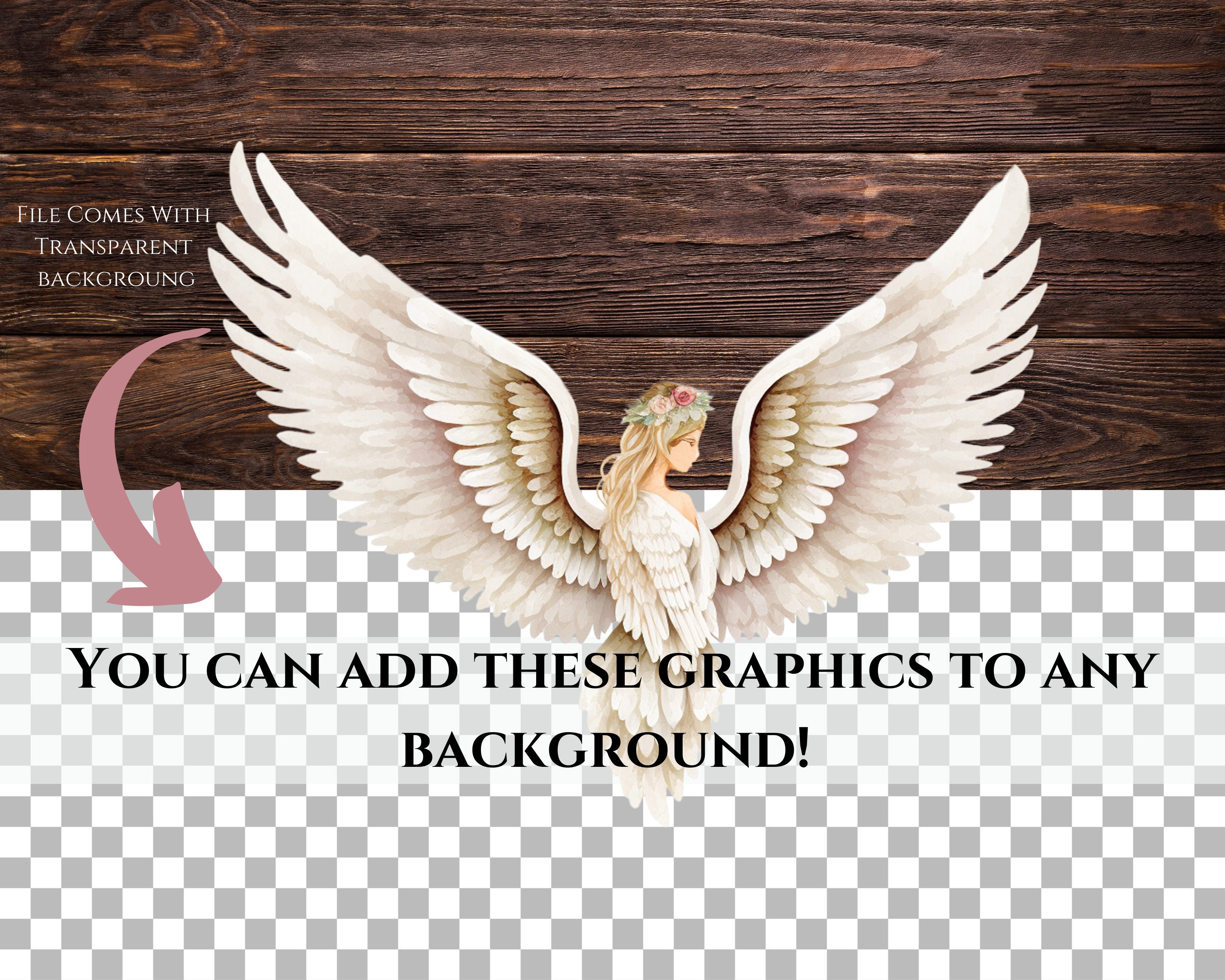 Angel Wings Clipart, Shabby Chic Graphics, Digital Planner Graphics ...