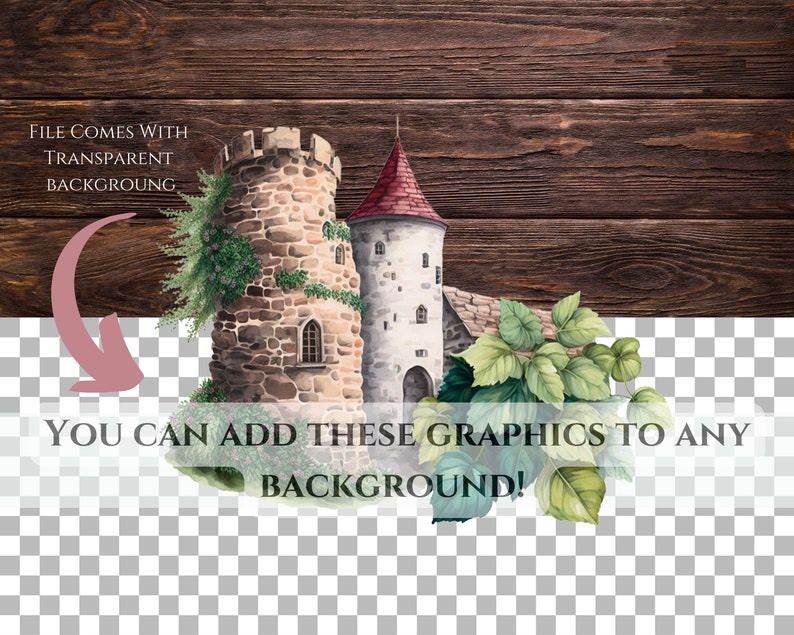 Watercolor Clipart, Cottagecore, Pngs, Castle Clipart, Commercial Use ...