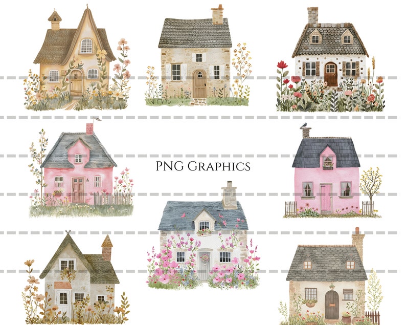 Cottagecore Clipart, Pastel Cottage Graphics, Scrapbooking Elements ...