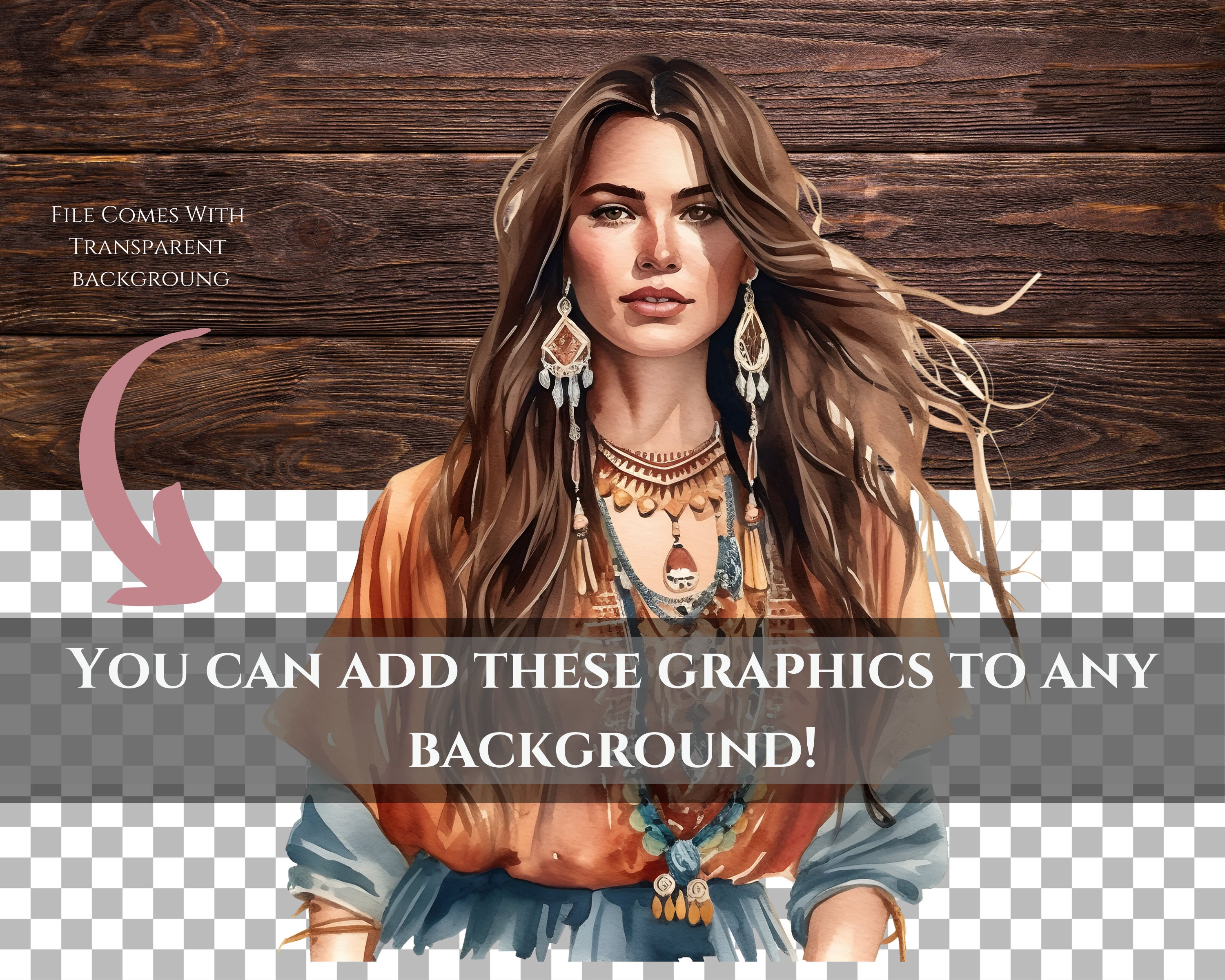 BOHO Clipart, Women Graphics, Pngs, Scrapbooking, Digital Planner ...