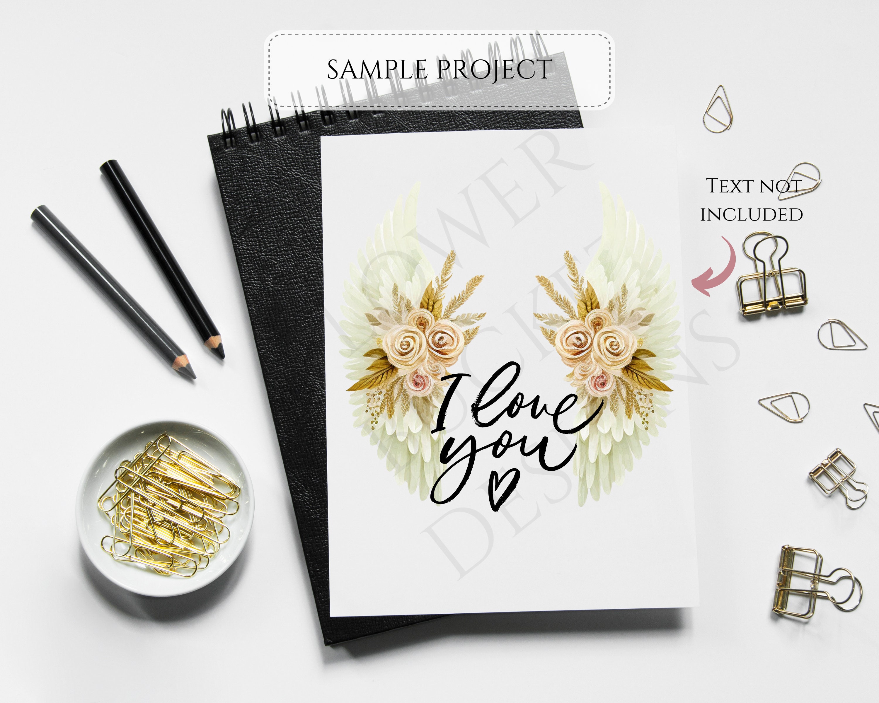 Angel Wings Clipart Shabby Chic Graphics Digital Planner - Etsy