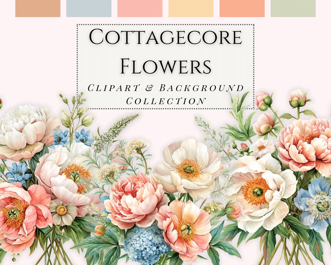 Cottagecore Flower Clipart, Pastel Florals Graphics, Scrapbooking ...