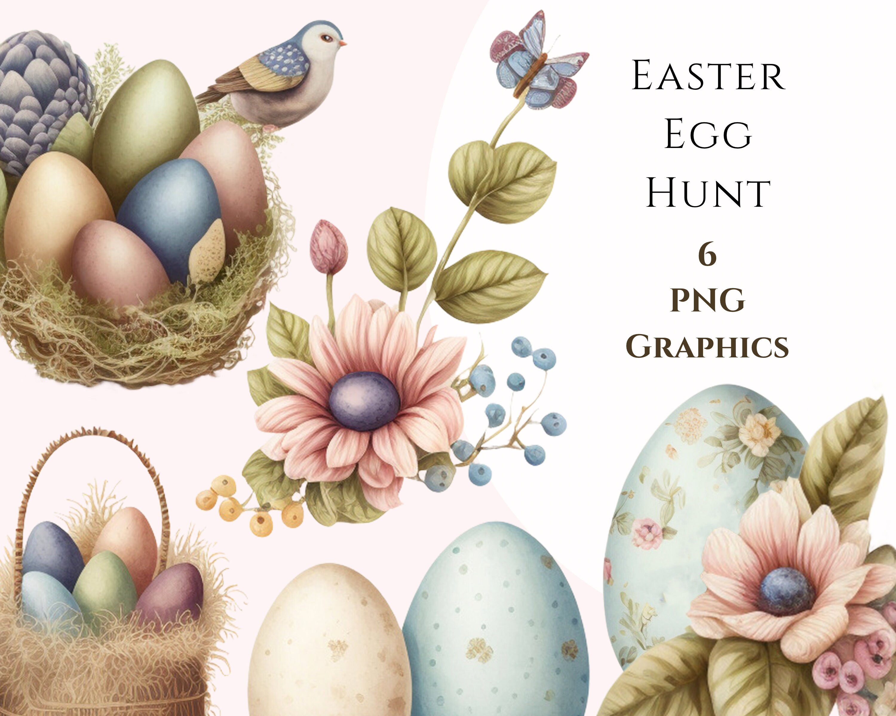 Easter Clipart, PNG Spring Graphics, Flowers Graphics, Easter ...