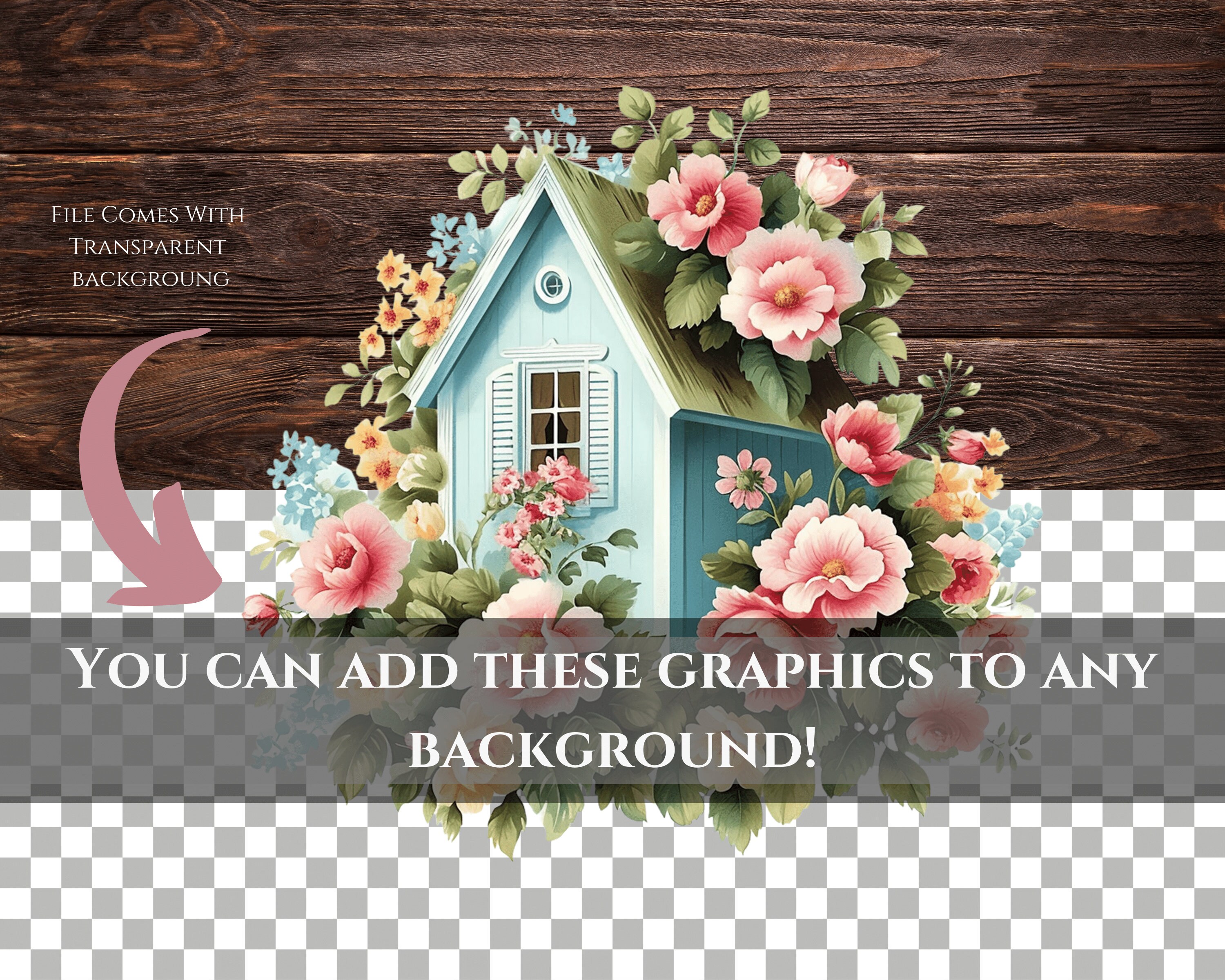 Watercolor Clipart, Shabby Chic Flowers, Pngs, Commercial Use Clipart ...