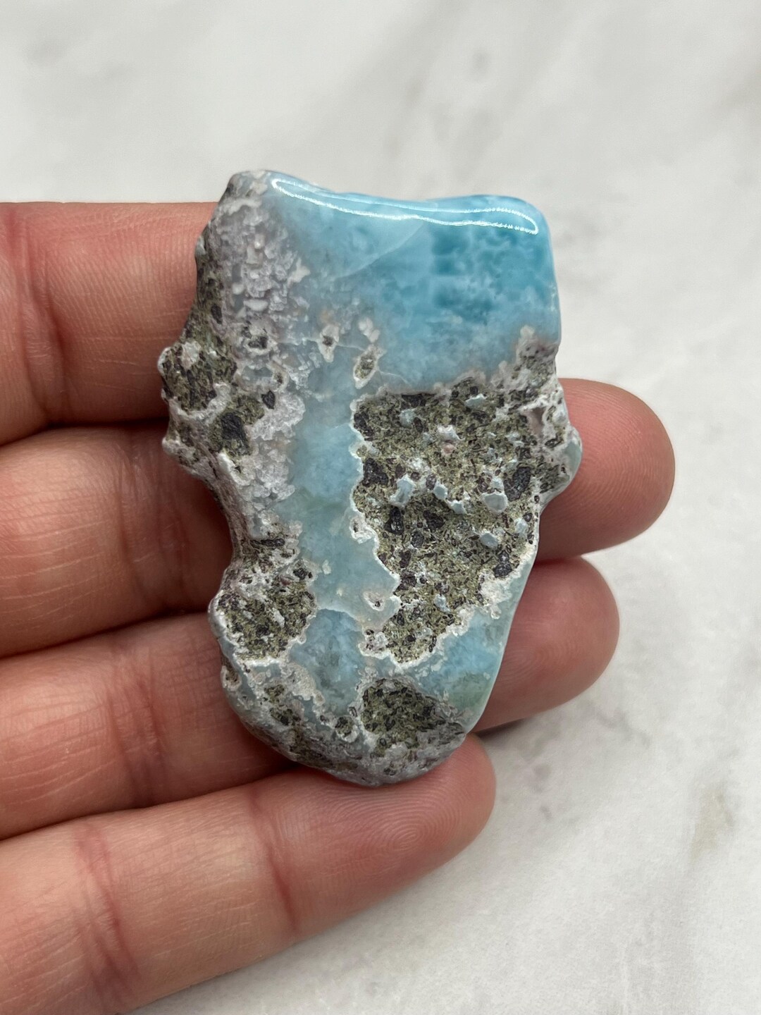 Polished Larimar Stone Slab: Dominican Republic Gemstone - Etsy