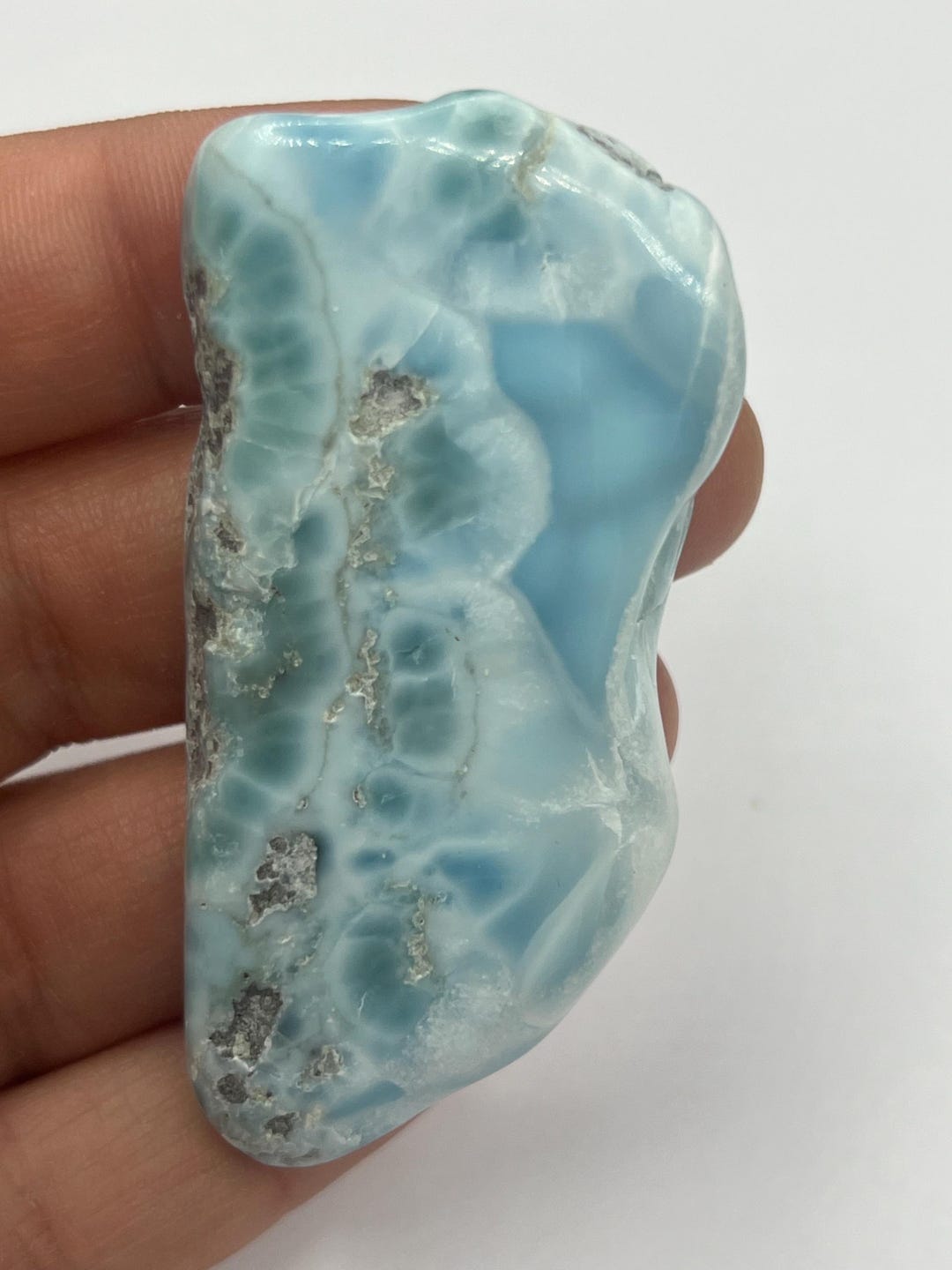 Authentic Larimar Slab / Larimar / Polished Larimar Slab/ Worry Stone ...