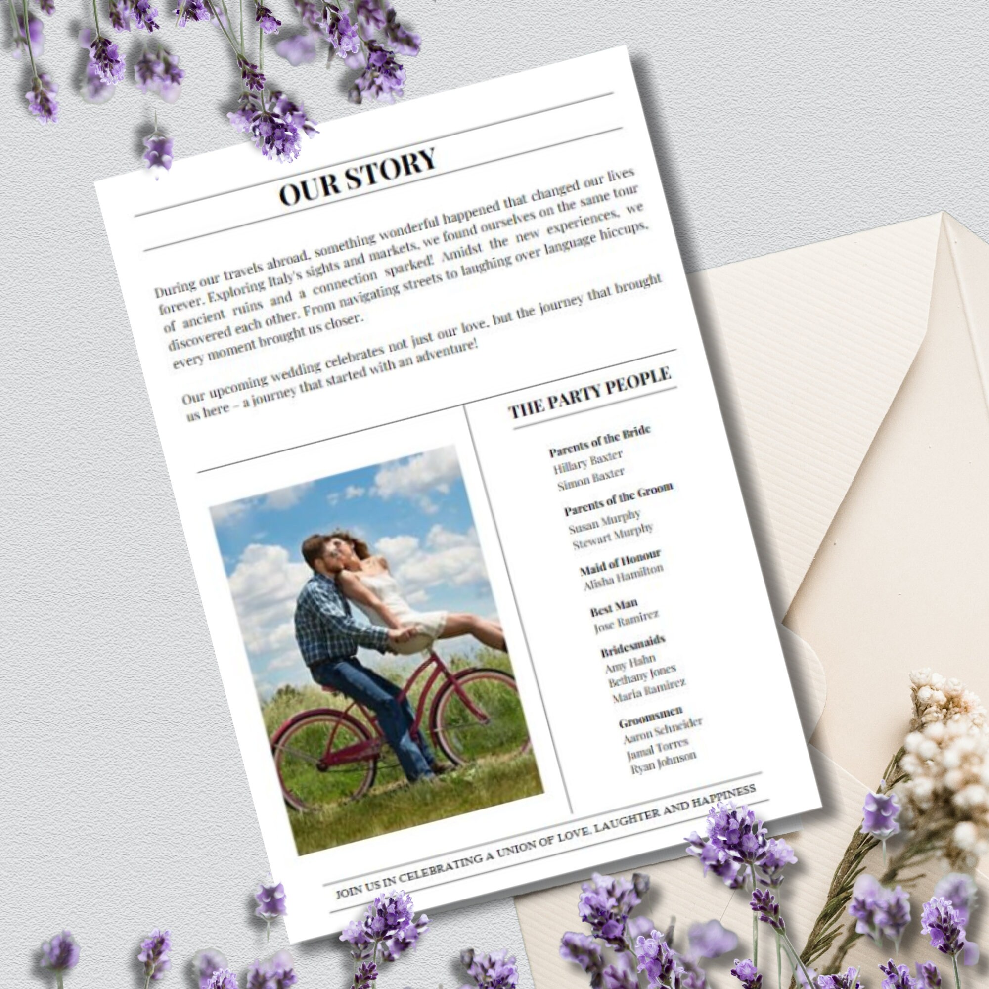 Customizable Wedding Newspaper Save the Date Canva Template | Design ...