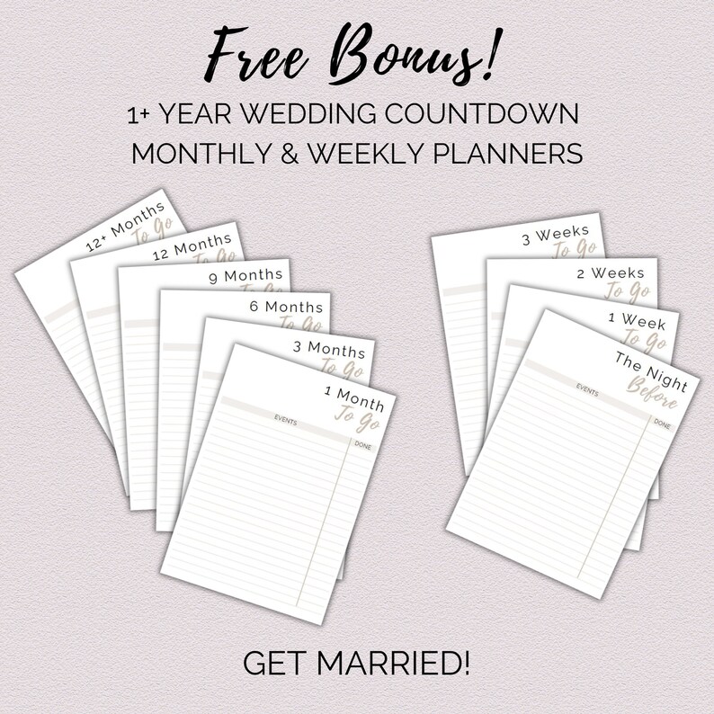 Printable Wedding Planner | PDF Wedding Planning Pages | Wedding Plan ...