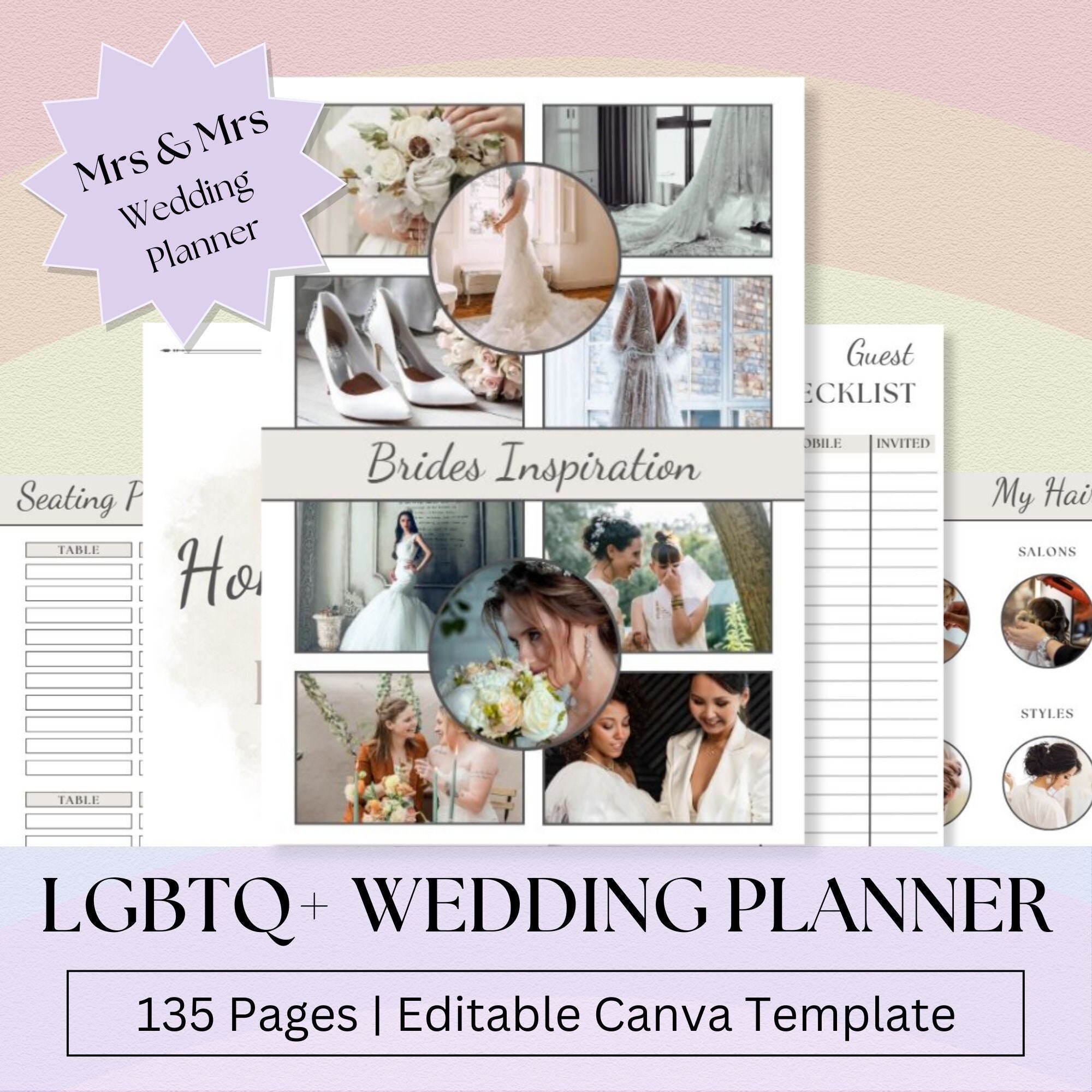 LGBTQ Wedding Planning Canva Template, Two Brides, Gay Wedding Planner ...