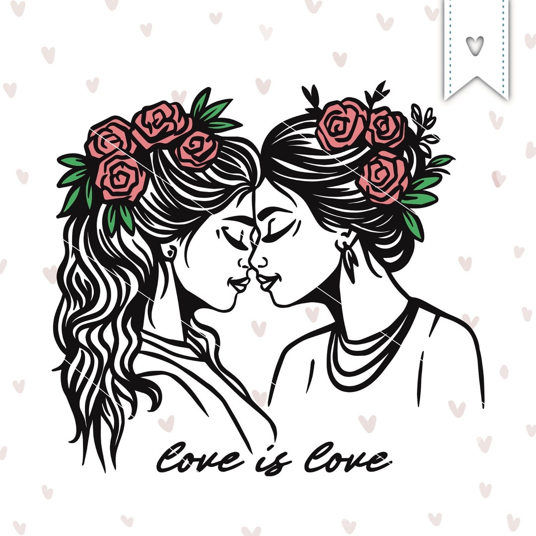 Lesbisches Paar SVG, Lesben Plotterdatei, Frau Und Frau, Lesbian Couple, Lesbische Hochzeit ...
