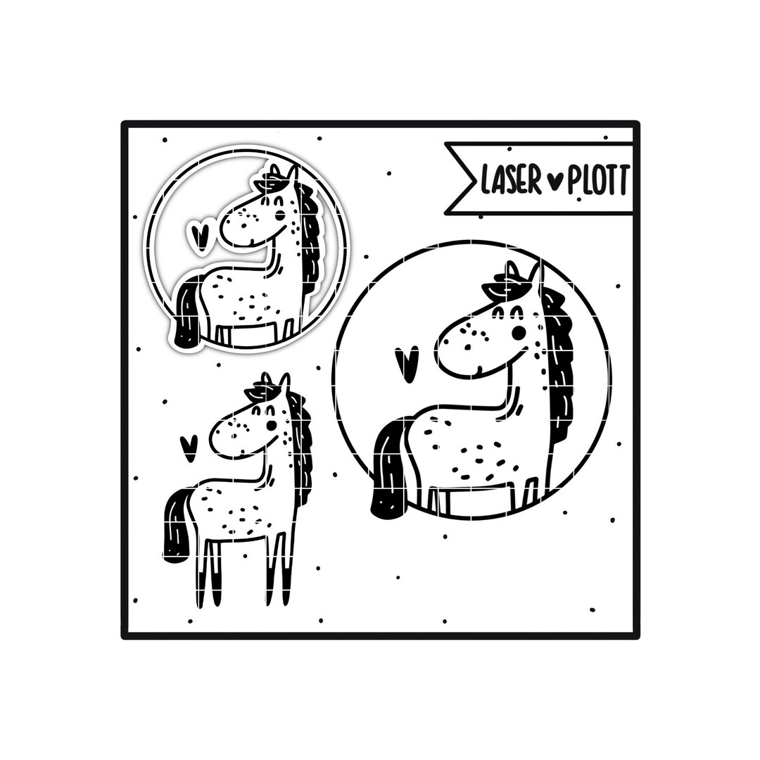 Pferd SVG, Süßes Pferd Plotterdatei, Laserdatei Pferd , Pferdchen SVG ...