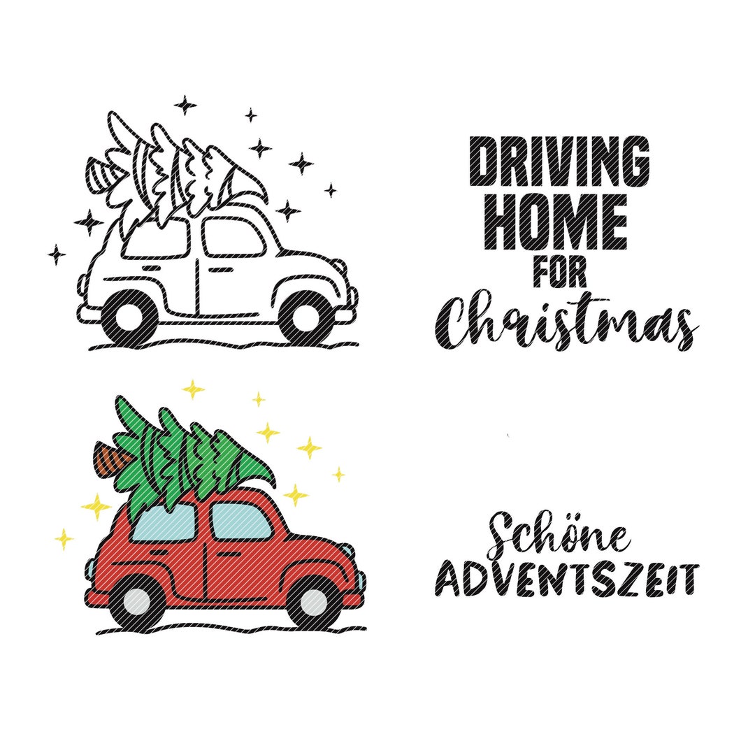 Auto SVG, Auto Weihnachten, Sublimation, Plotten, Auto Mit Tannenbaum ...