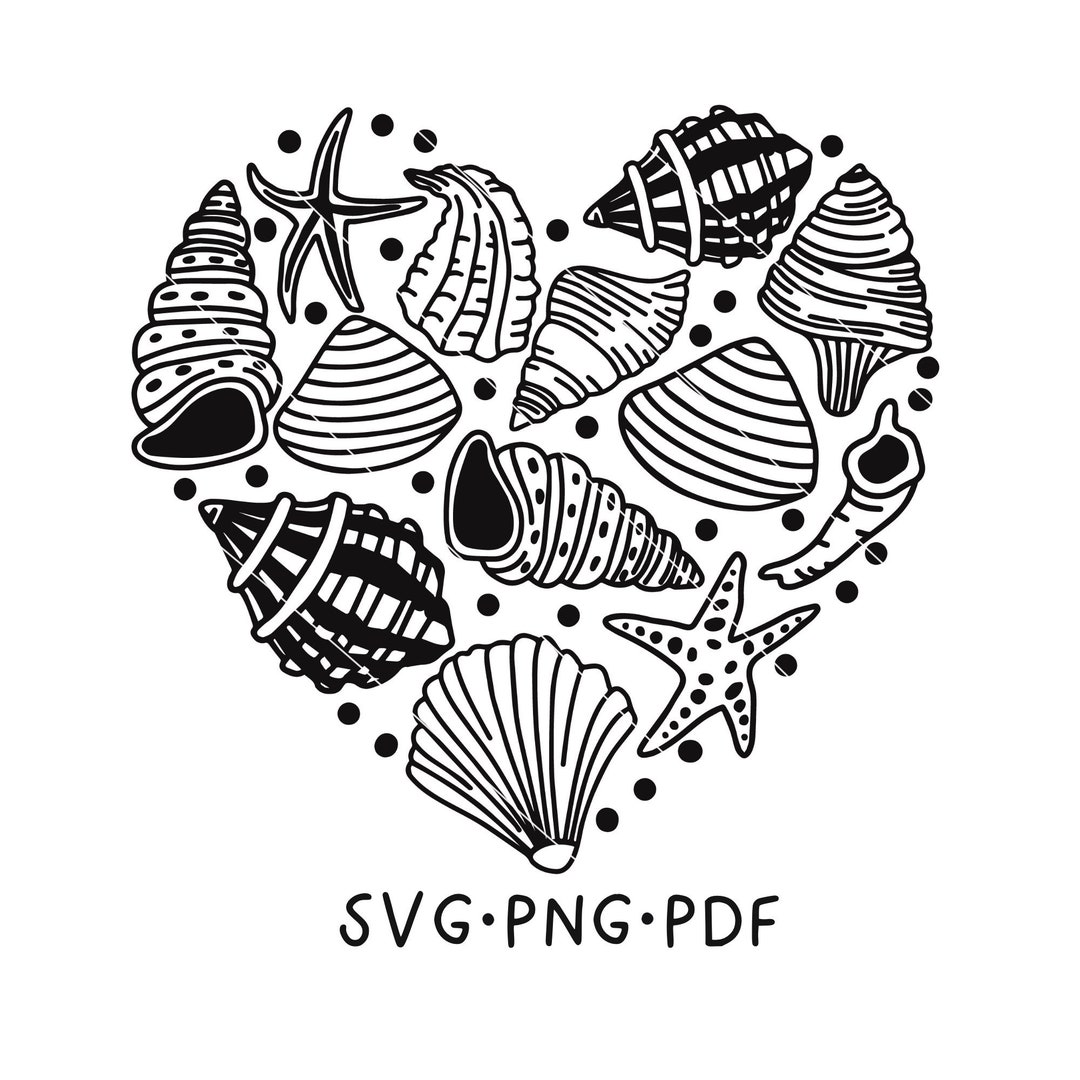 Muschel SVG, Muschel Datei, Herz Aus Muscheln SVG, Plotten, Sommer Svg, Meer Datei, Strand ...