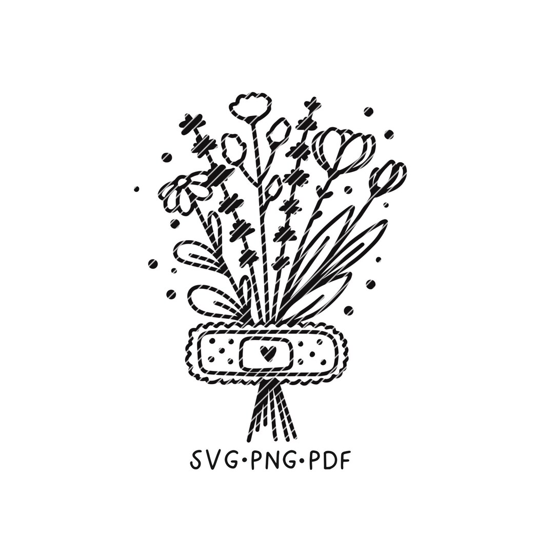 Blumenstrauß mit Pflaster SVG, Blumenstrauß SVG, Pflaster SVG, Blumen ...