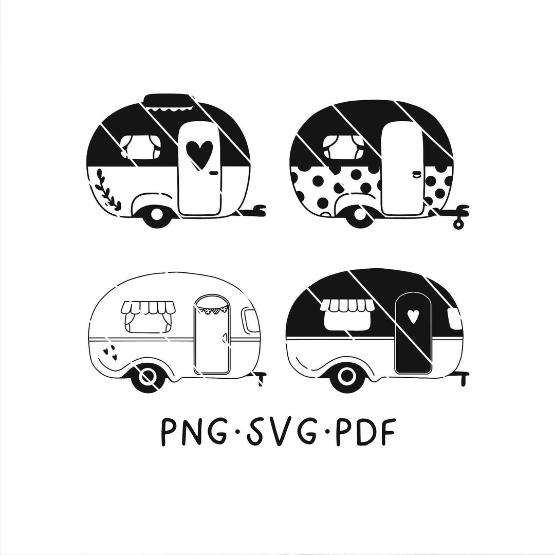Camper SVG, Wohnwagen SVG, Camping, Schneidedatei, Sublimation, Plotten ...