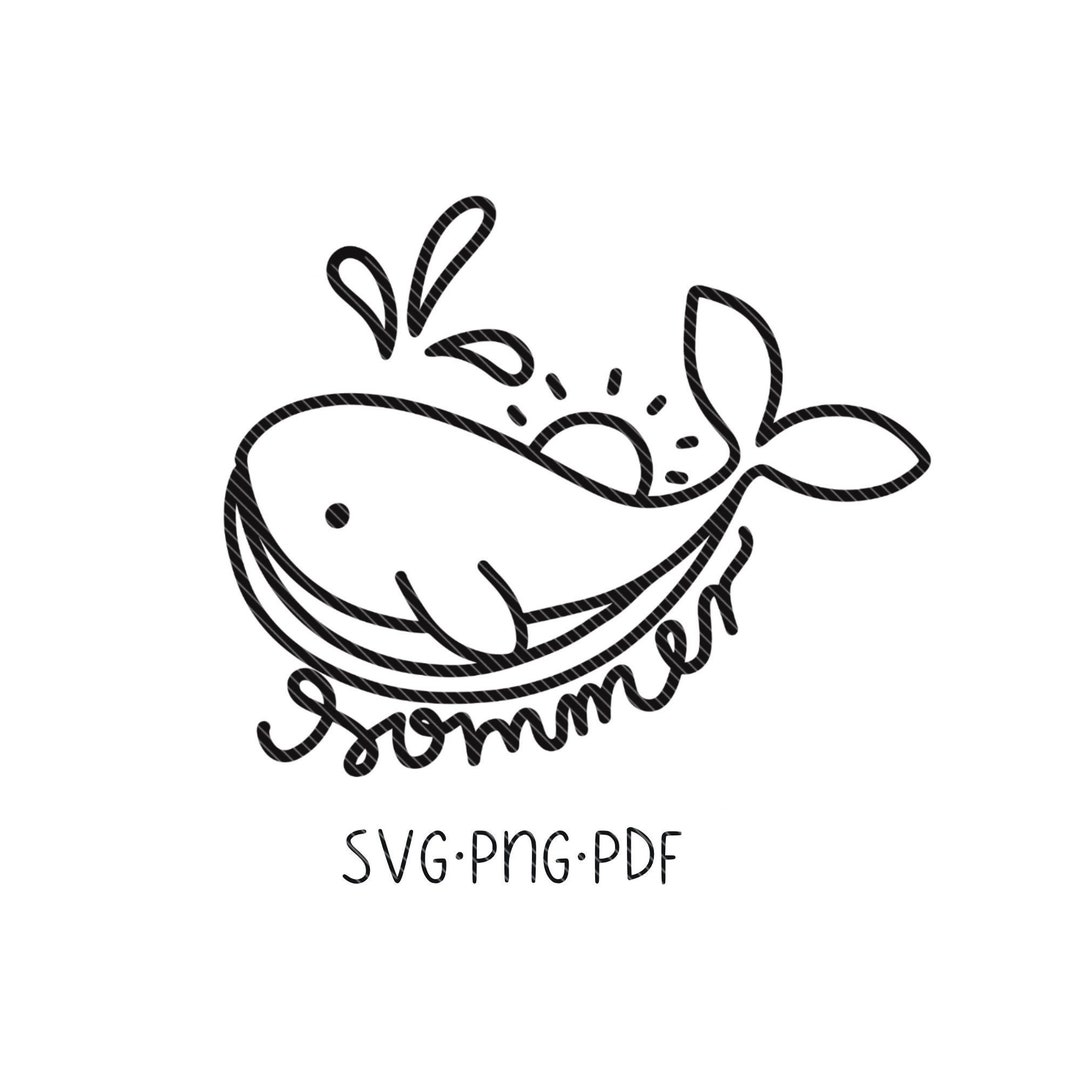 Wal Svg, Sommer Wal, Meerestier, Plotterdatei, Schneidedatei, Plotten, Lineart ...