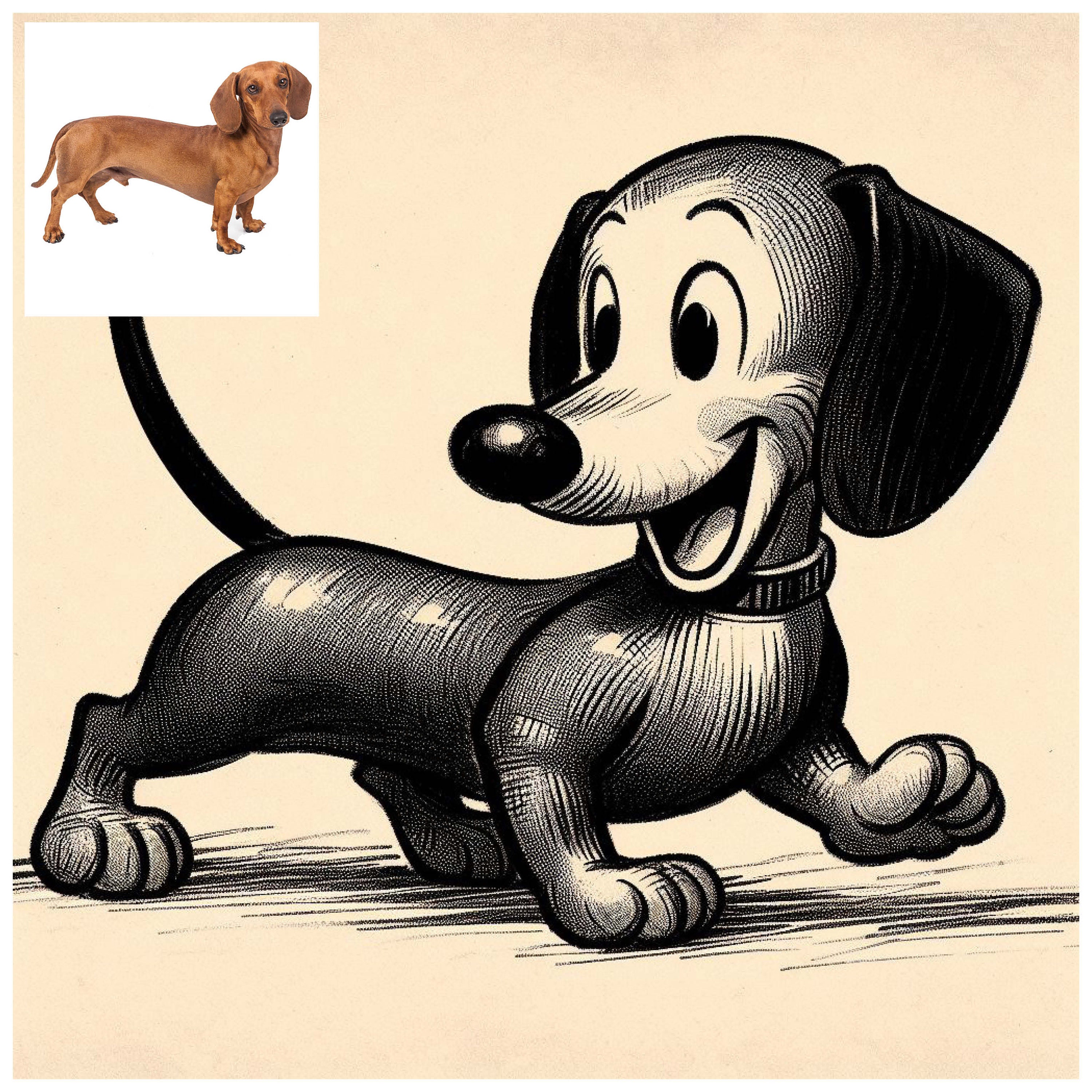 1920s Pet Caricatures Vintage Style Pet Portraits Max - Etsy