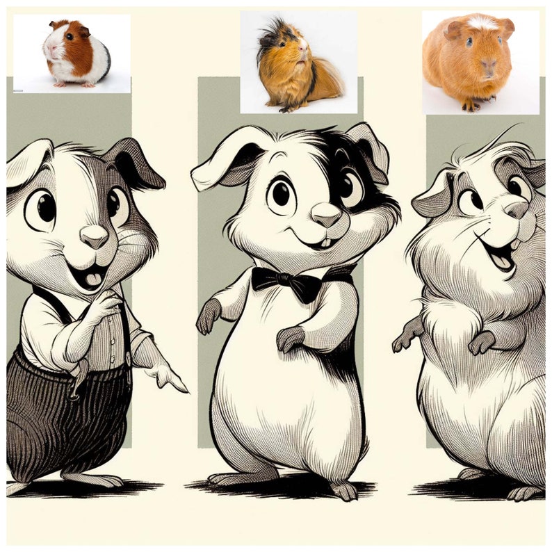 1920s Pet Caricatures Vintage Style Pet Portraits Max - Etsy