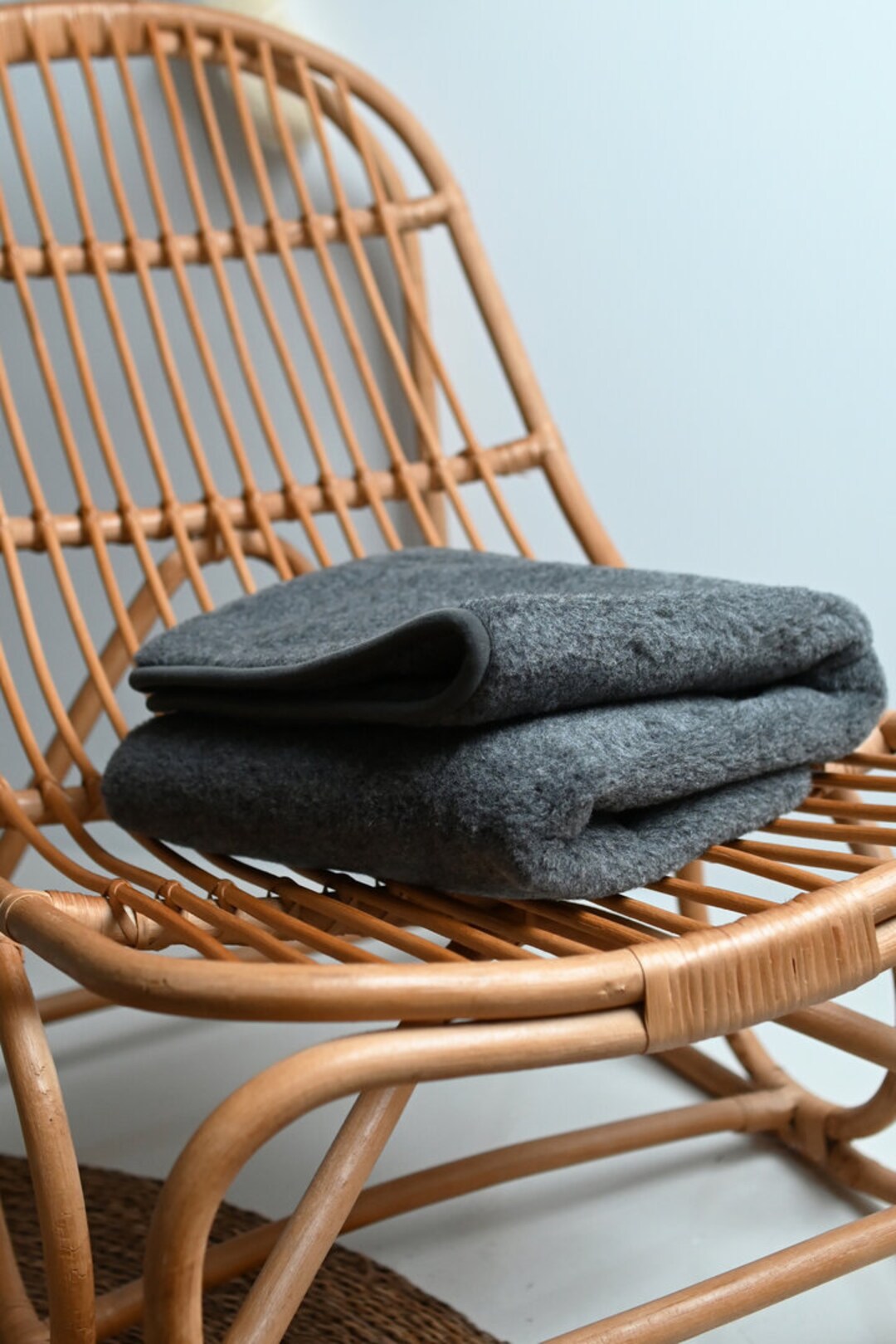 WOLLIES Amsterdam Bedstead Blanket - Grey - Merino Wool - Deluxe Double ...