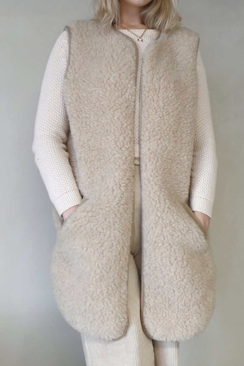 WOLLIES Amsterdam - Dames Vest - Amandel - Maat S/M - Etsy