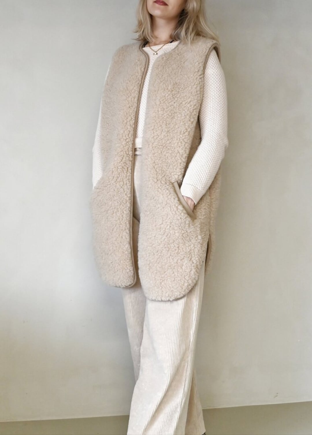 WOLLIES Amsterdam - Dames Vest - Amandel - Maat S/M - Etsy