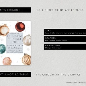 Ornament Exchange Party Invitation, Editable Christmas Party Invitation ...