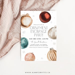 Ornament Exchange Party Invitation, Editable Christmas Party Invitation ...