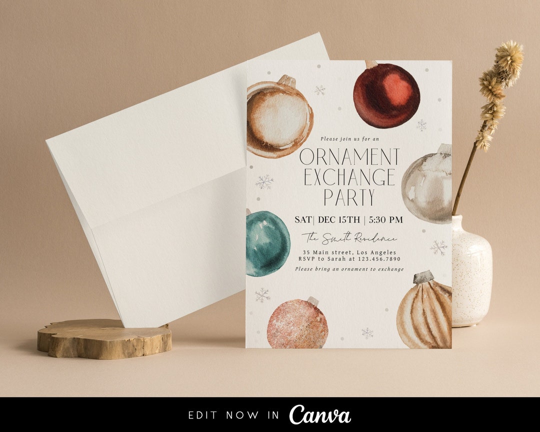 Ornament Exchange Party Invitation, Editable Christmas Party Invitation ...