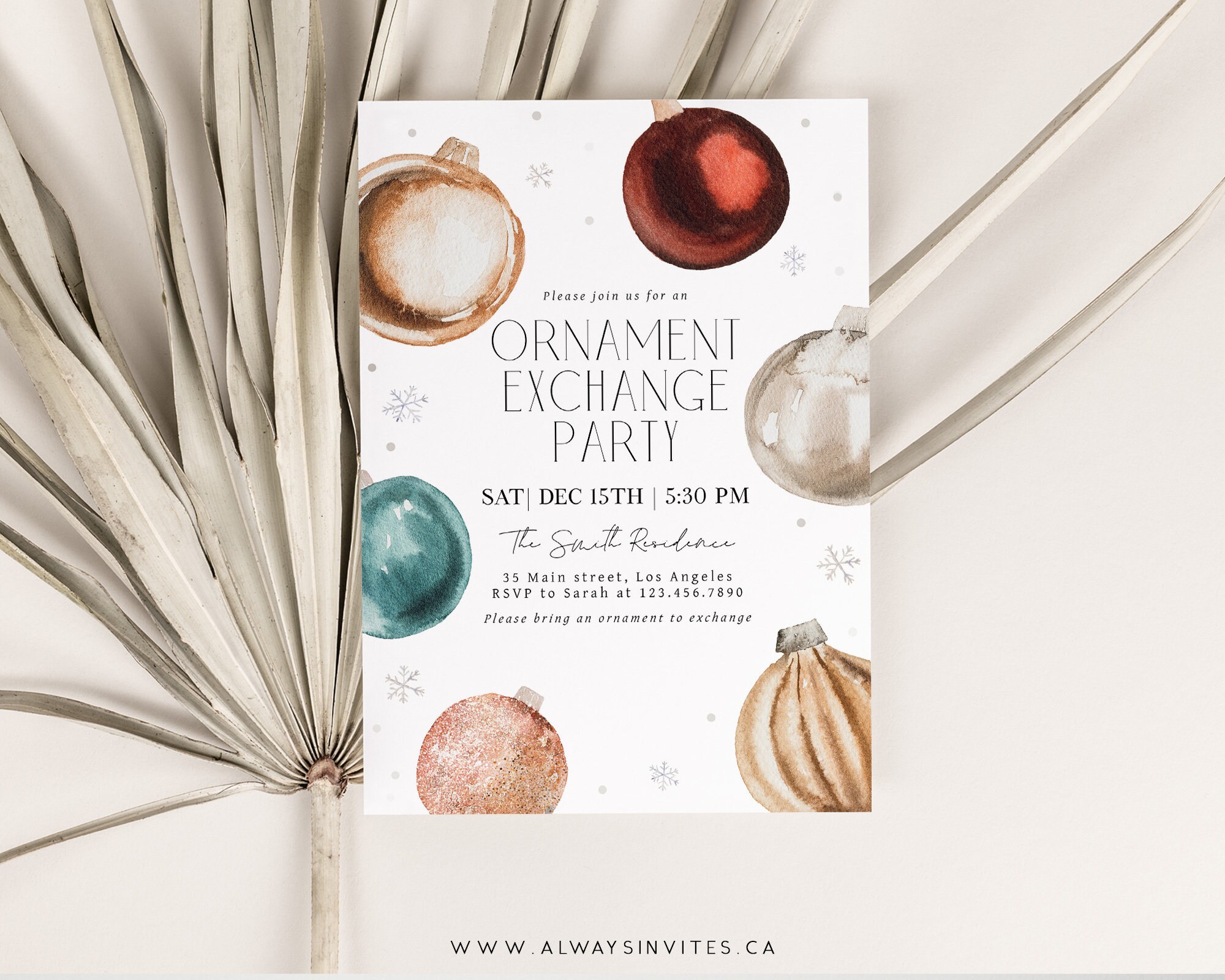 Ornament Exchange Party Invitation, Editable Christmas Party Invitation ...