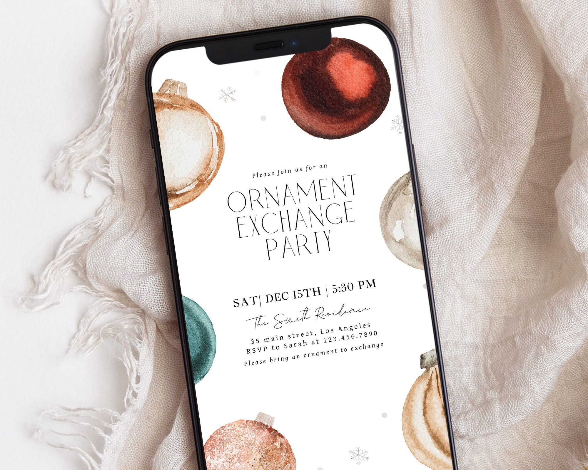 Ornament Exchange Party Invitation, Editable Christmas Party Invitation ...