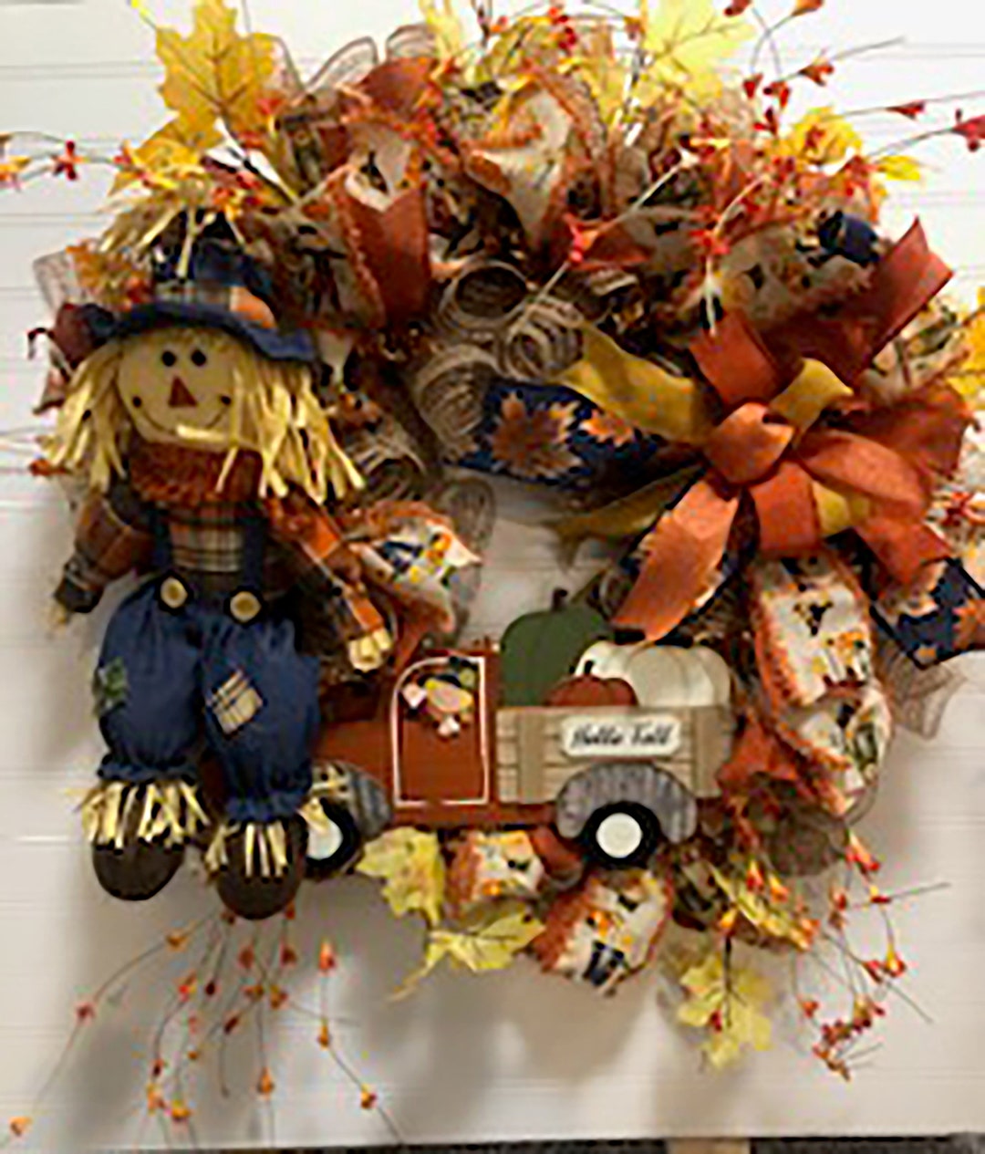 Welcome Fall Scarecrow Wreath - Etsy