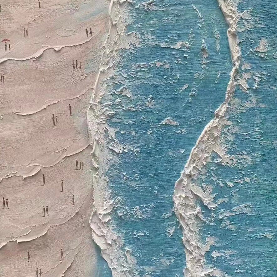 Zoomed Out Beach With Waves Minimalism Original Extra Large - Etsy