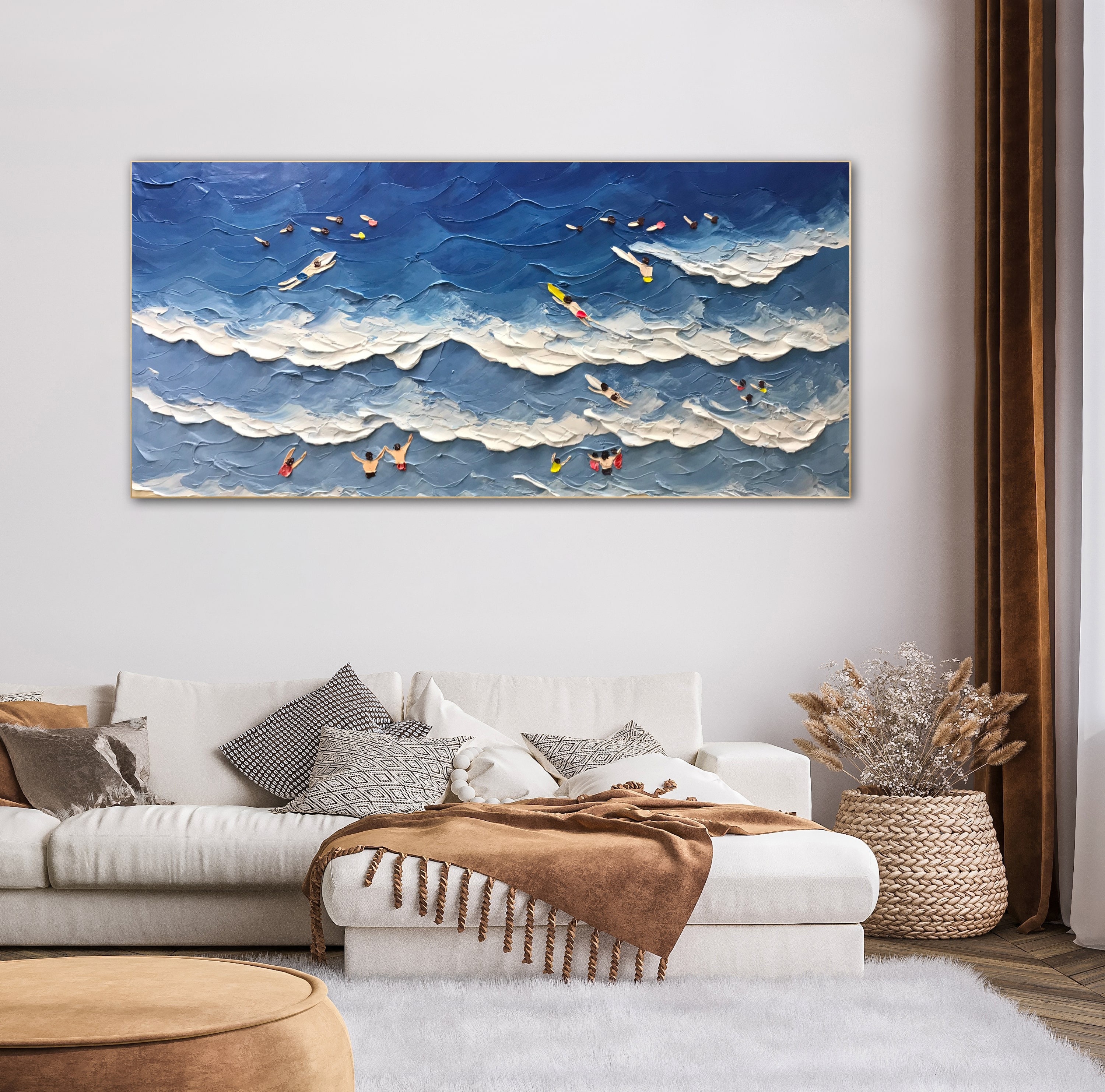 Landscape Family Beach Day: Beach Joy Waves Coastal Abstract - Etsy