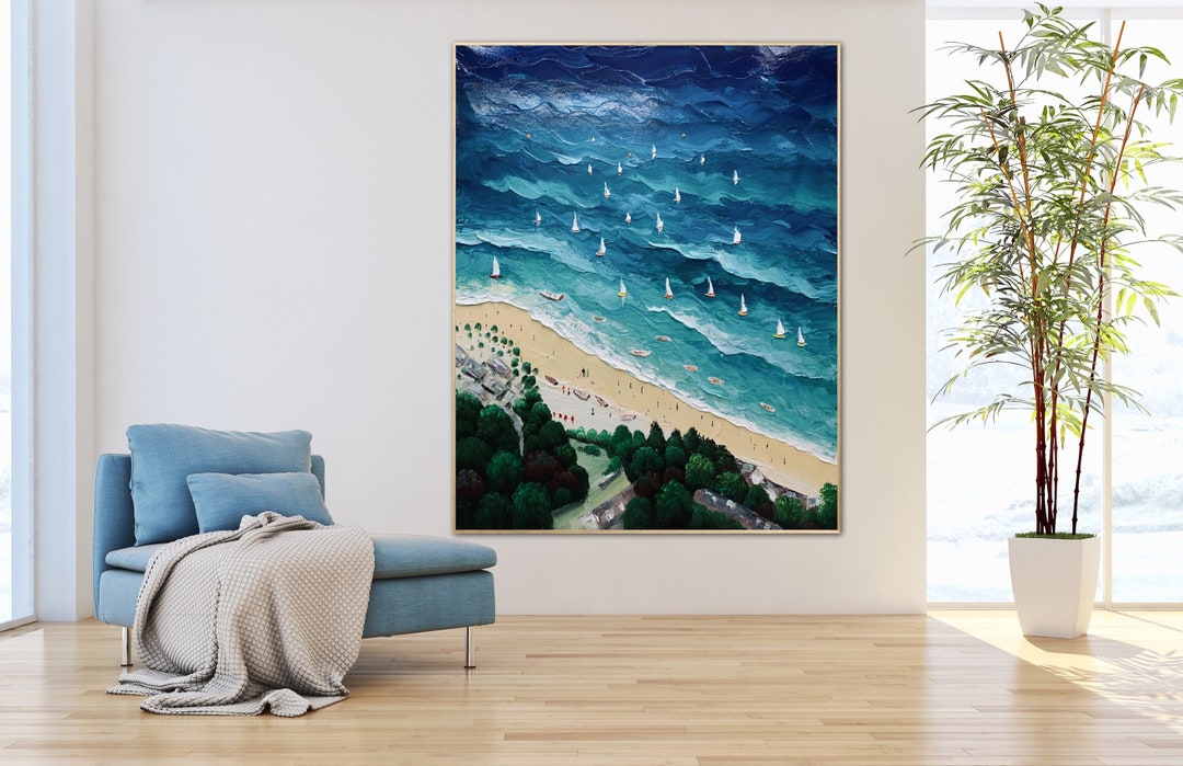 Hand Painted Ocean Seascape Art: Coastal Beach View Painting - Etsy