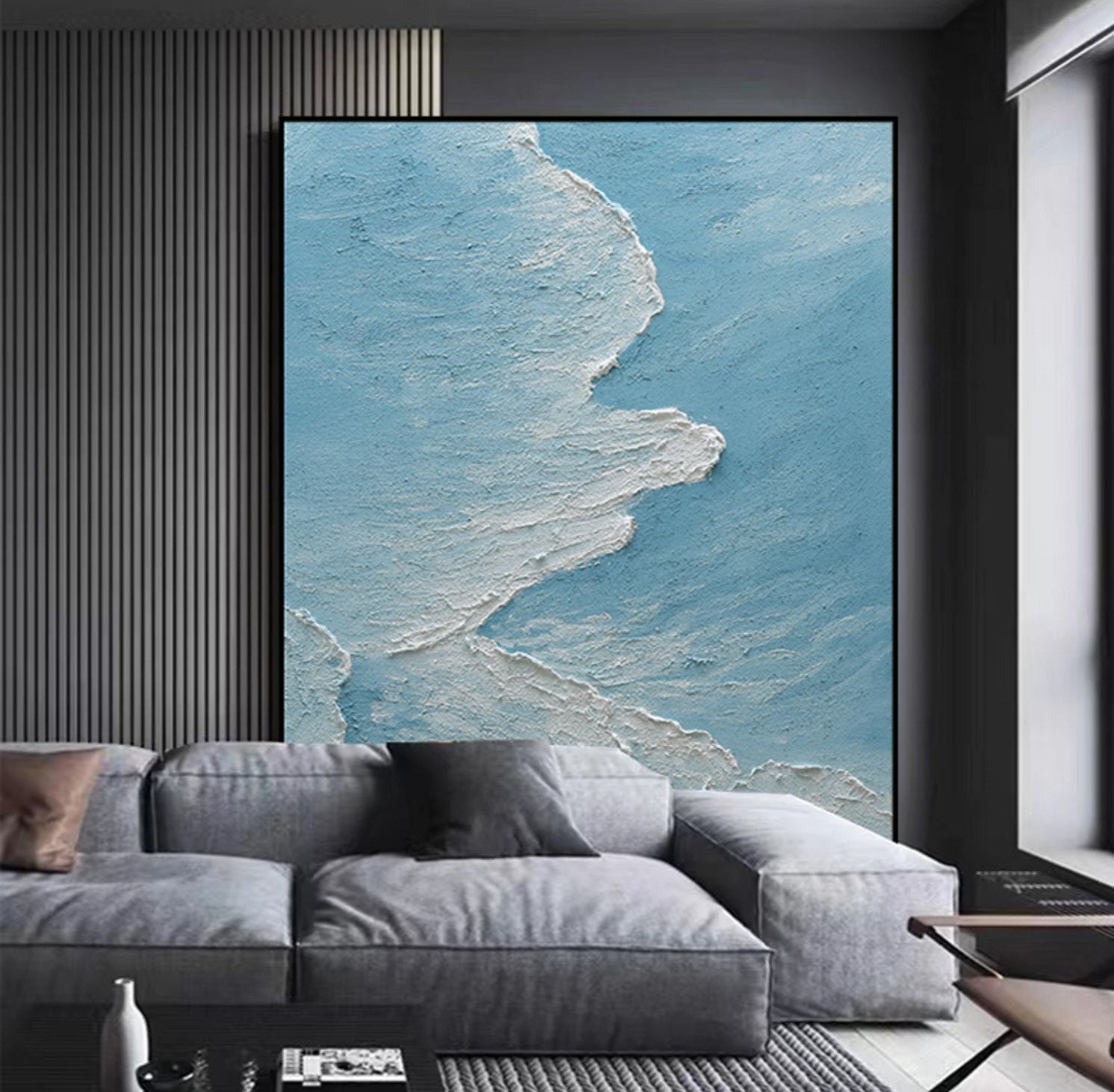 Vertical Blue Ocean Oversize Art Extra Large Coastal Beach - Etsy