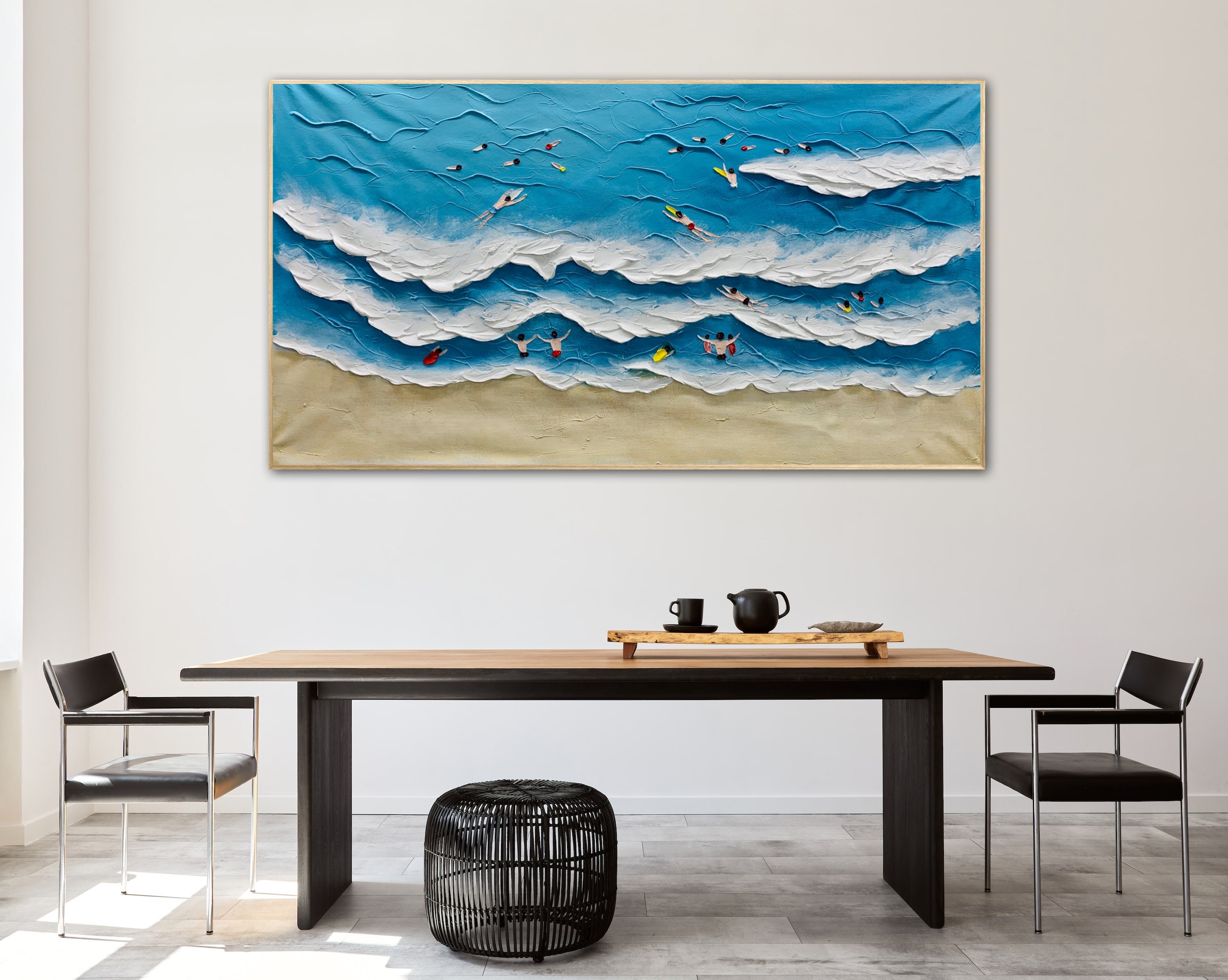 Landscape Family Beach Day: Beach Joy Waves Coastal Abstract - Etsy